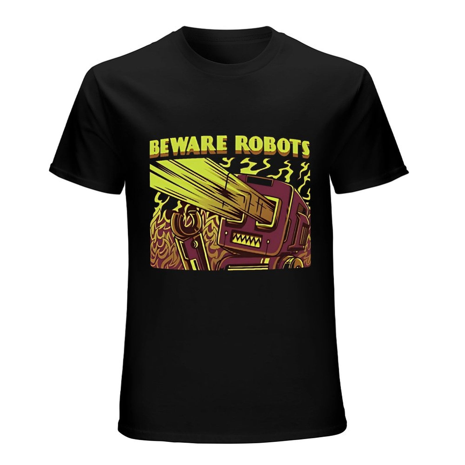 Beware Robots T-Shirt Men's Sci-Fi Warning Graphic Tee - Walmart.com