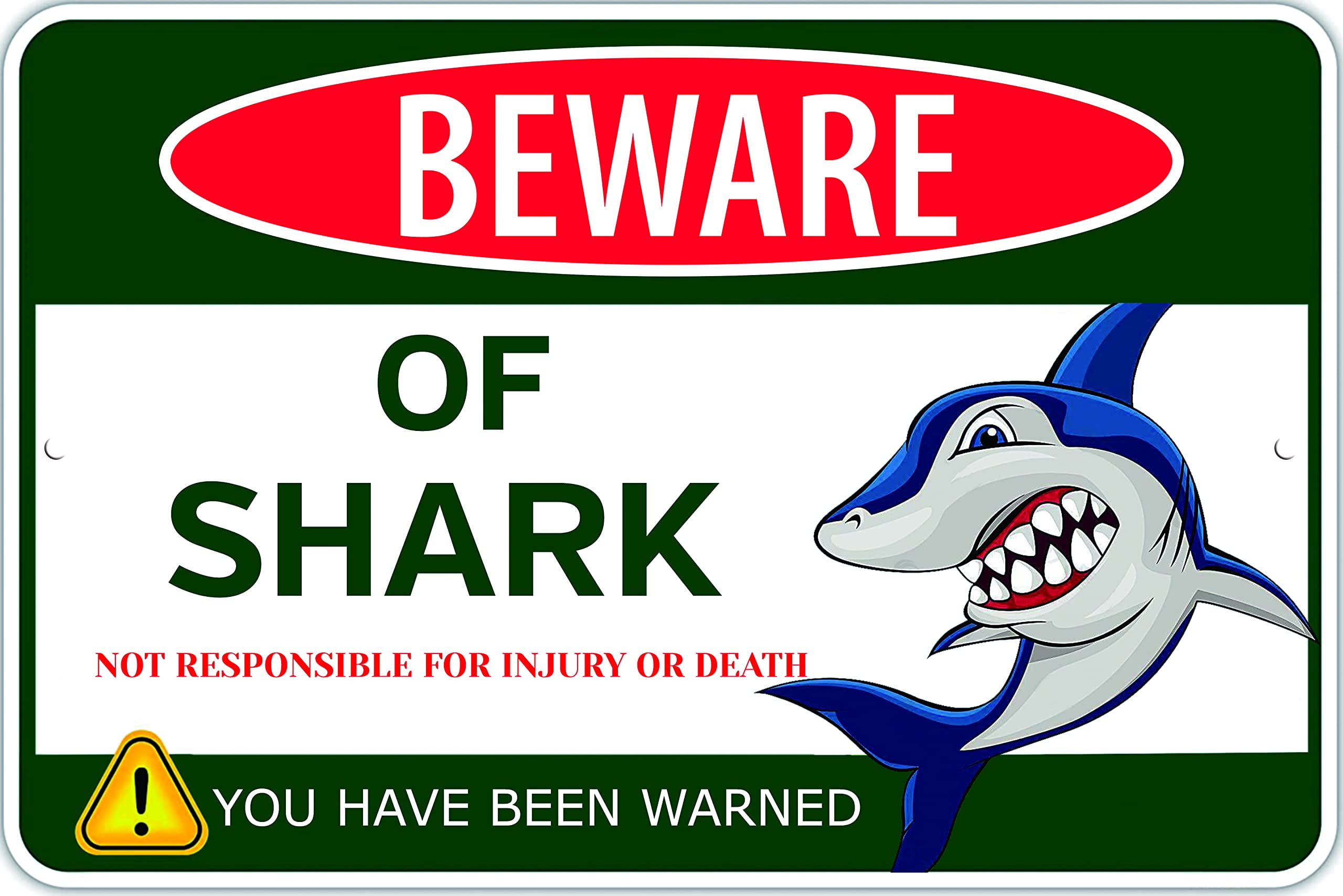 Beware of Shark Metal Tin Sign Funny Shark Sign Gifts for Boys Room ...
