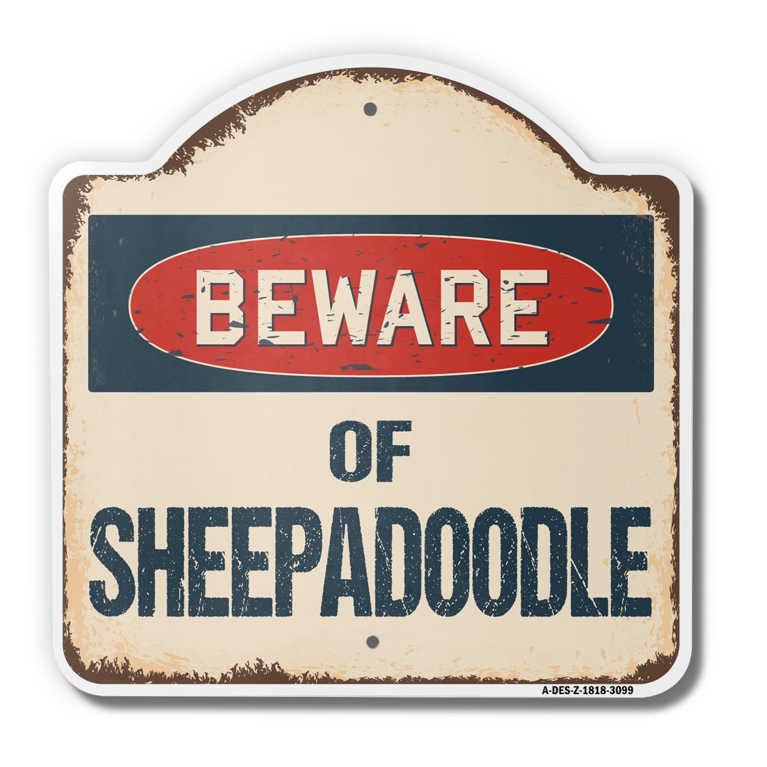 Beware Of Sheepadoodle 18" X 18" Heavy-Gauge Aluminum Architectural ...