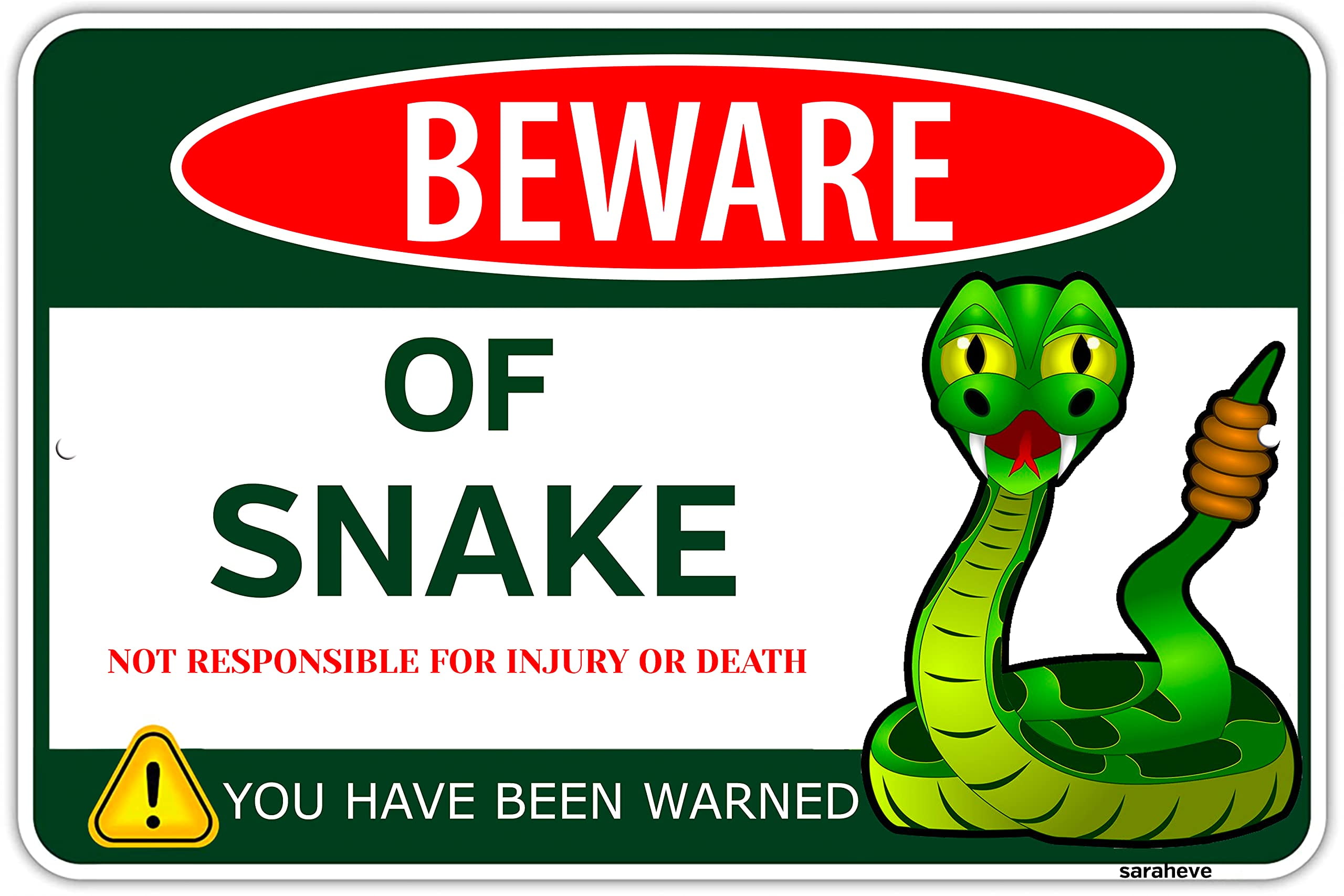 Beware of Snake Metal Tin Sign Funny Snake Sign Gifts for Snake Lovers ...