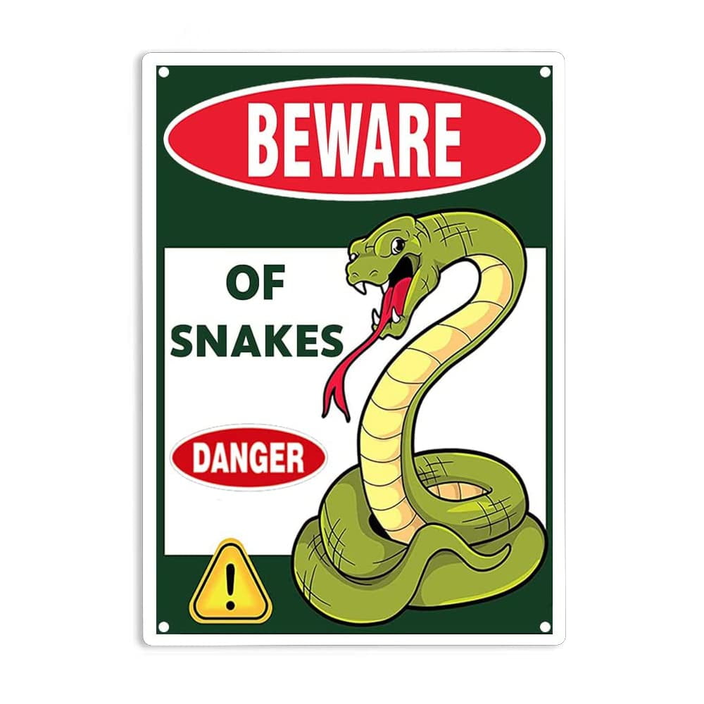 Beware of Snakes Danger Sign Metal Tin Signs Gift for Ball Python Snake ...