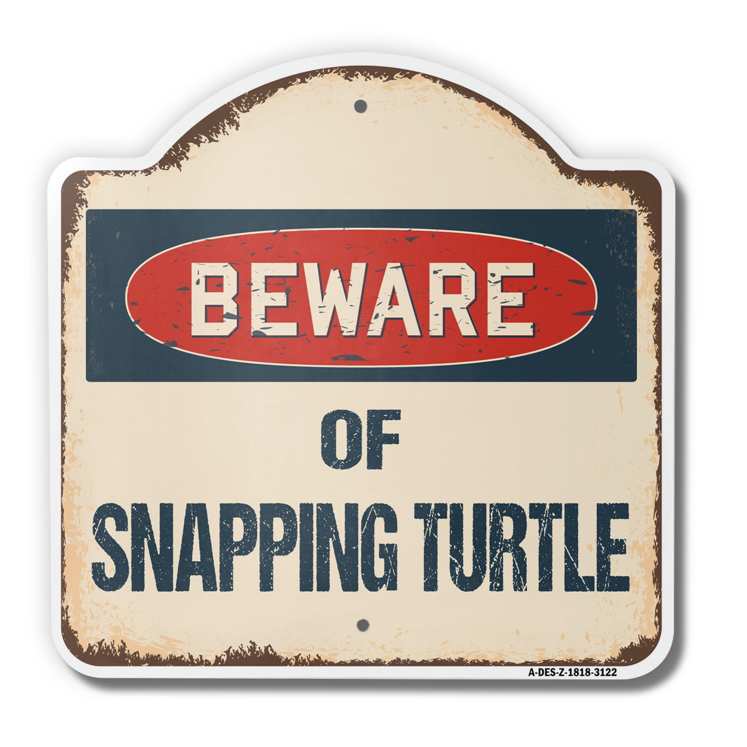 Beware Of Snapping Turtle 18" X 18" Heavy-Gauge Aluminum Architectural ...
