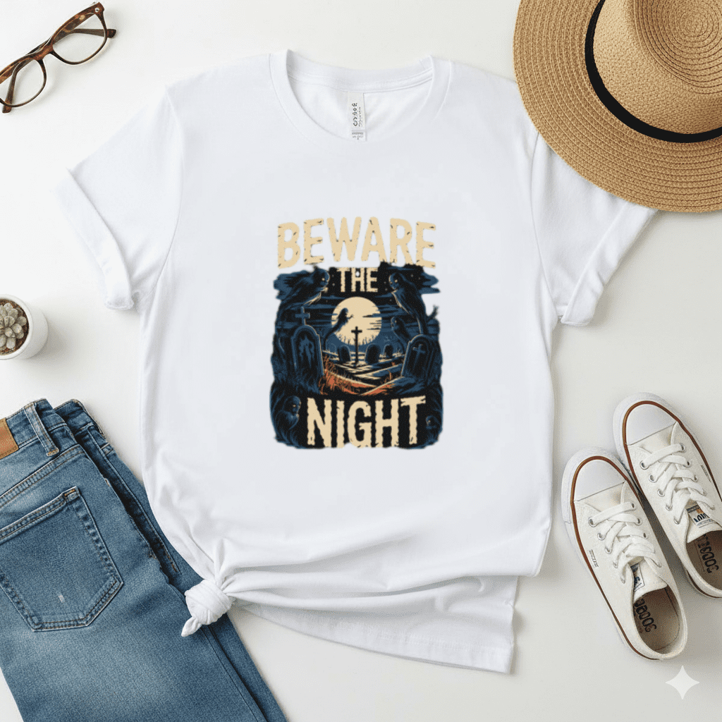 Beware The Halloween Night Owl Graveyard Scene Unisex T-Shirt up to ...