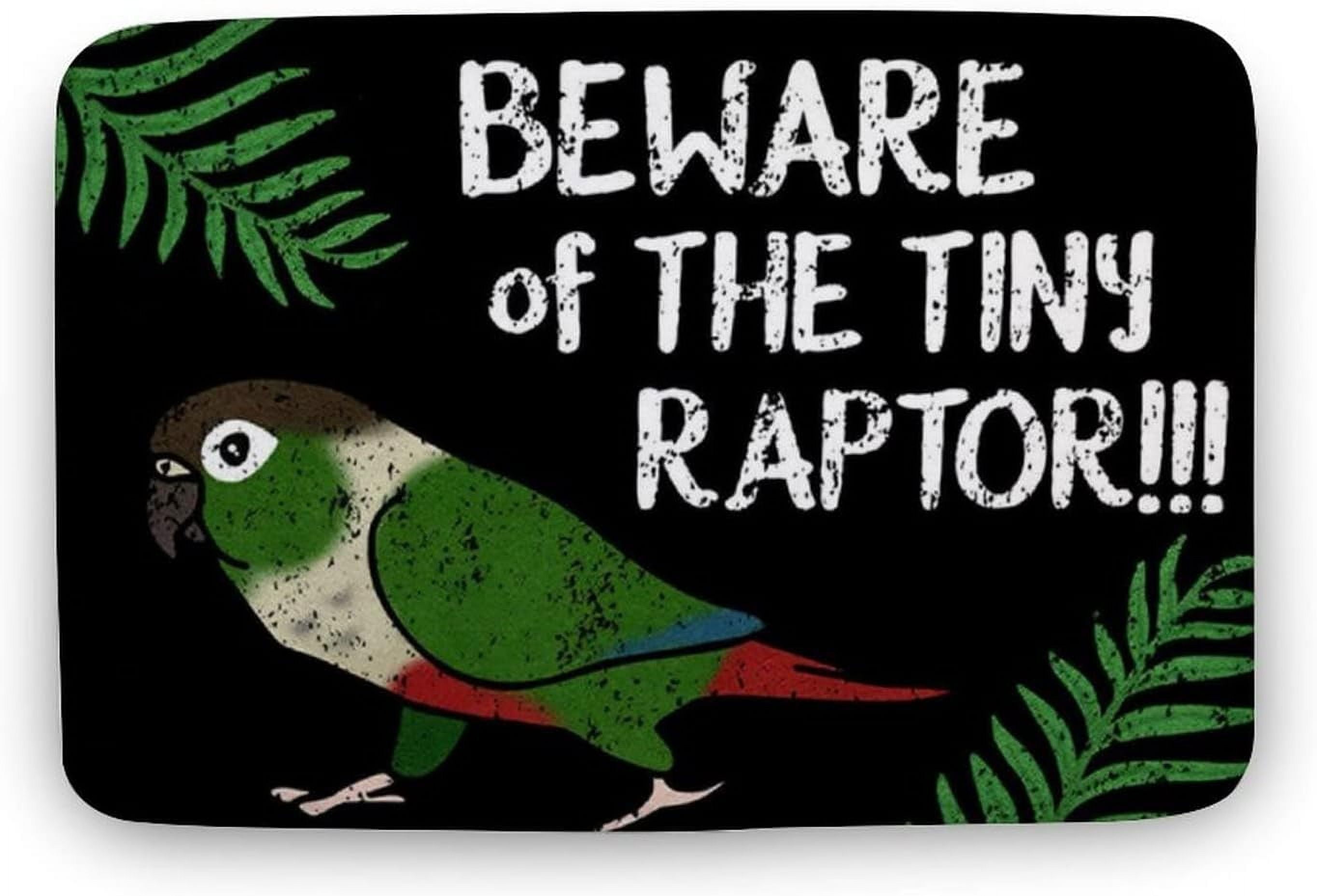 Beware of The Tiny Raptor Green Cheeked Conure Doormat, Parrot Lovers ...