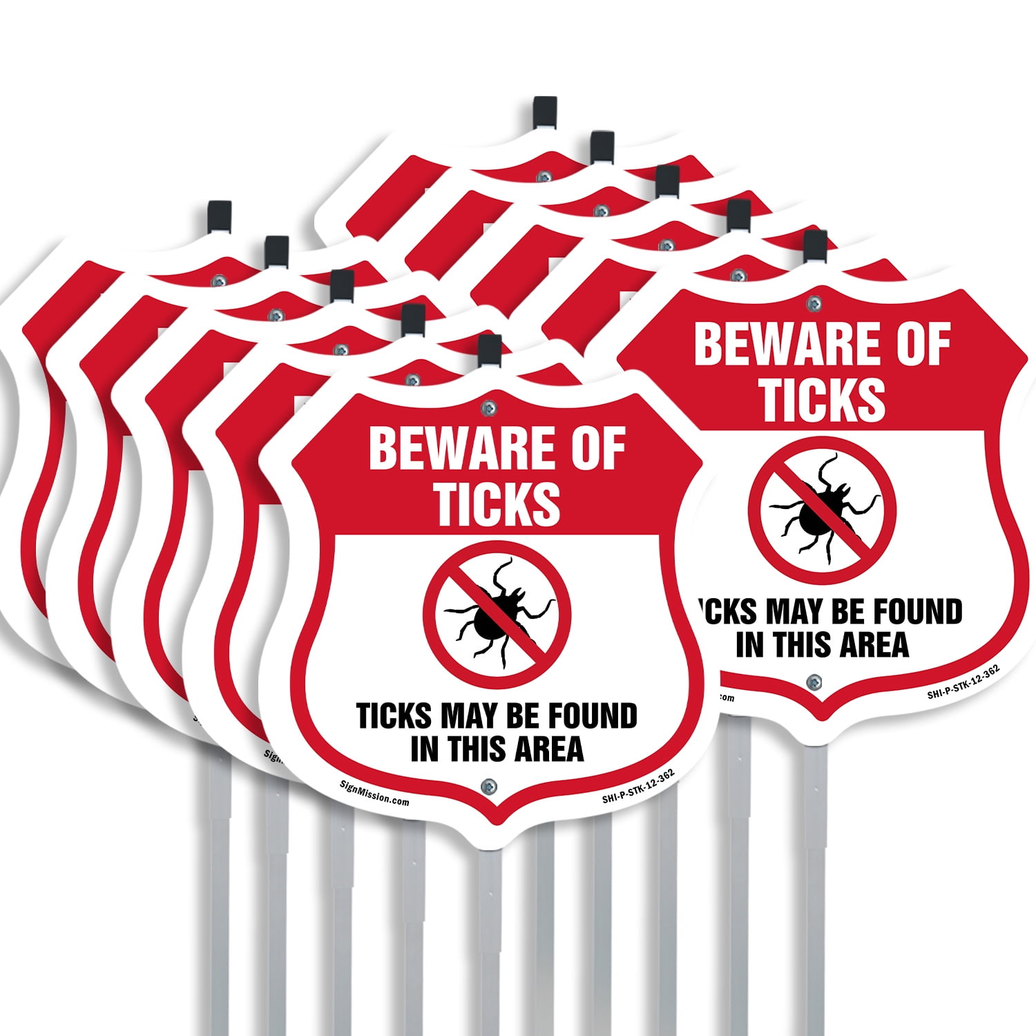 Beware Of Ticks Shield Sign Ticks May Be Found In This Area (10 Pack ...