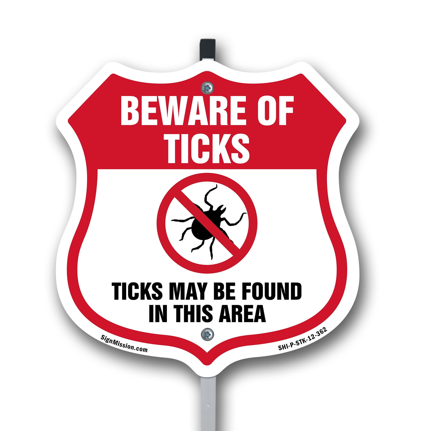 Beware Of Ticks Shield Sign Ticks May Be Found In This Area 12 inch X ...