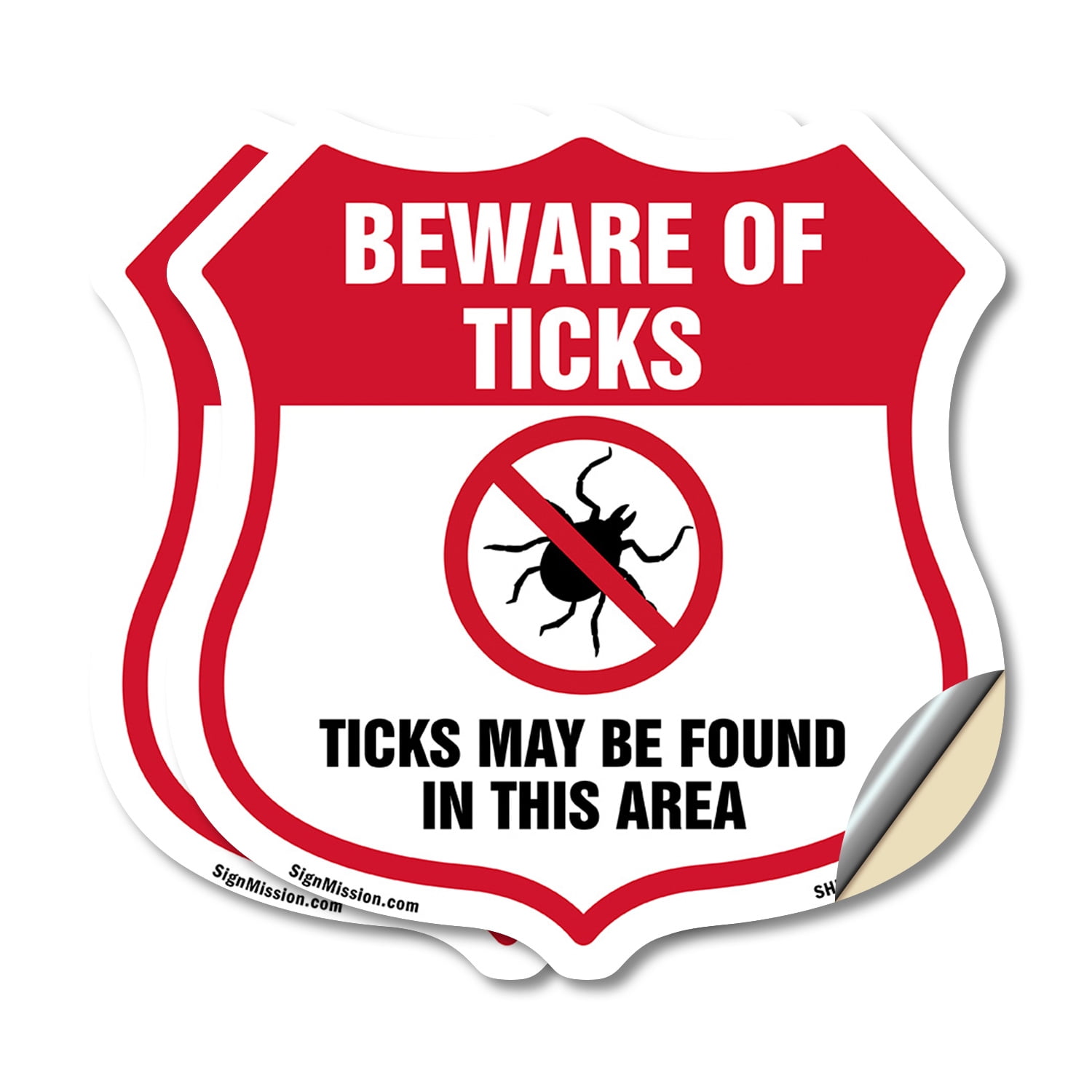 Beware Of Ticks Shield Sign Ticks May Be Found In This Area (2 Pack) 18 ...
