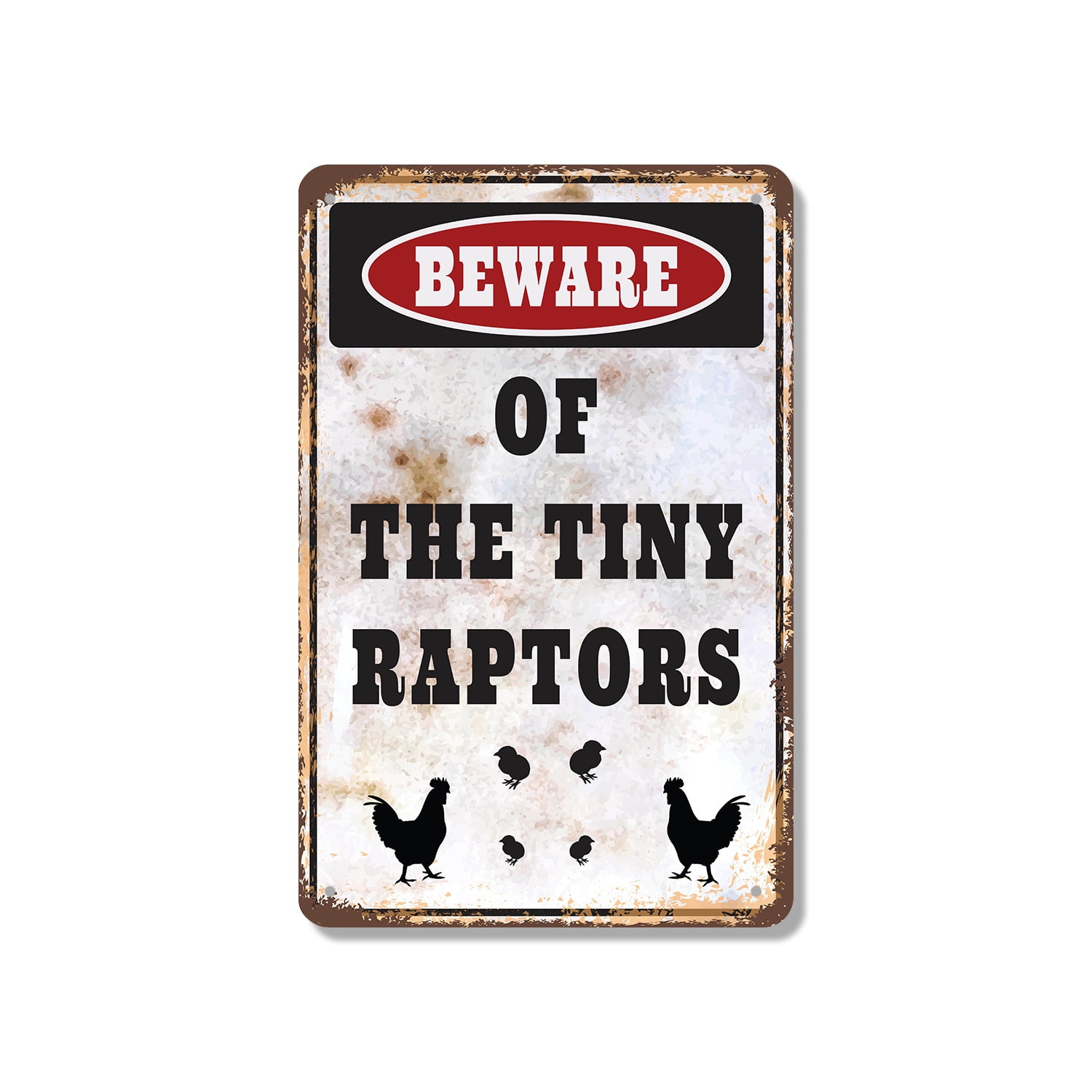 Beware Of The Tiny Raptors Vintage Style 10 Inch x 14 Inch Aluminum ...