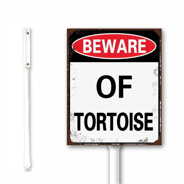 Beware of Tortoise Metal Sign Rustic Yard Sign With Stand 8 x 12 Inches ...