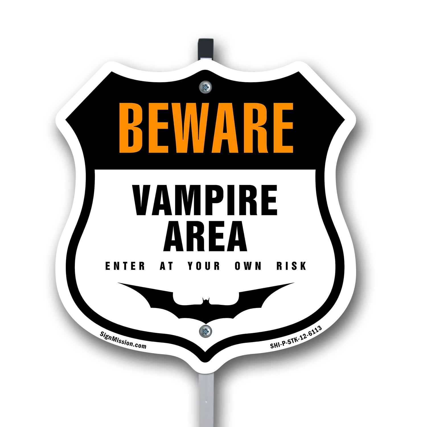 Beware Vampire Area Enter At Your Own Risk 12 inch X 12 inch Shield ...