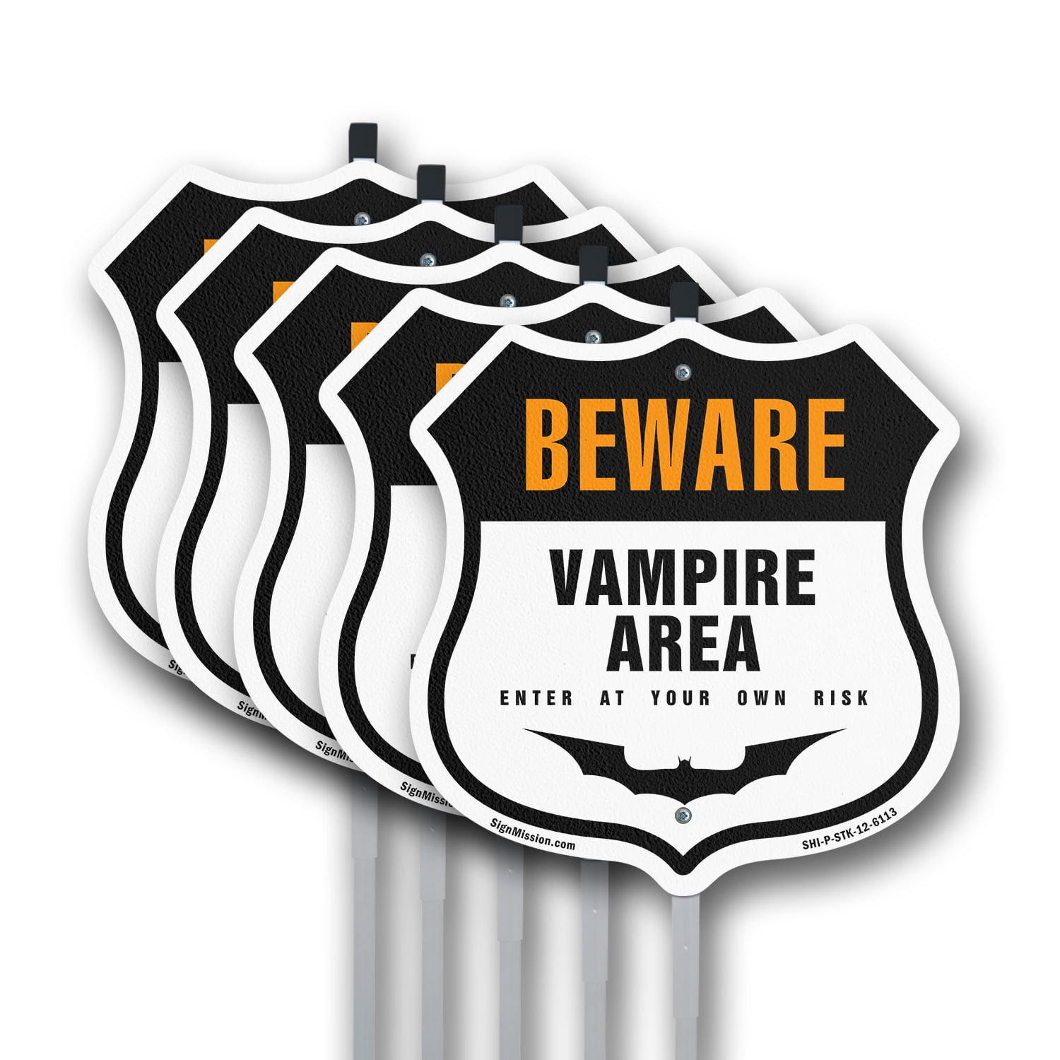 Beware Vampire Area Enter At Your Own Risk (5 Pack) 12 inch X 12 inch ...