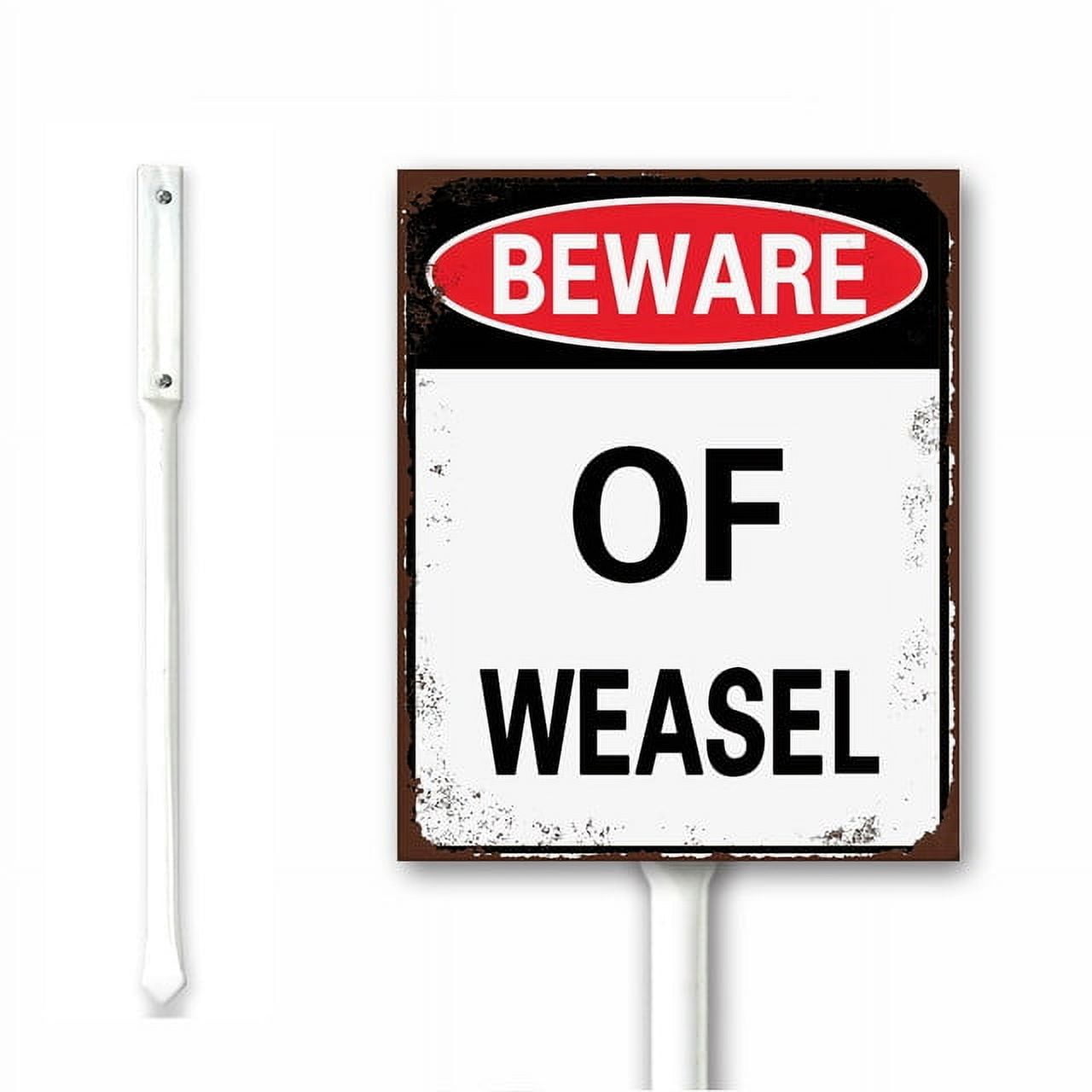 Beware of Weasel Metal Sign Rustic Yard Sign With Stake 7 x 8.8 Inches ...