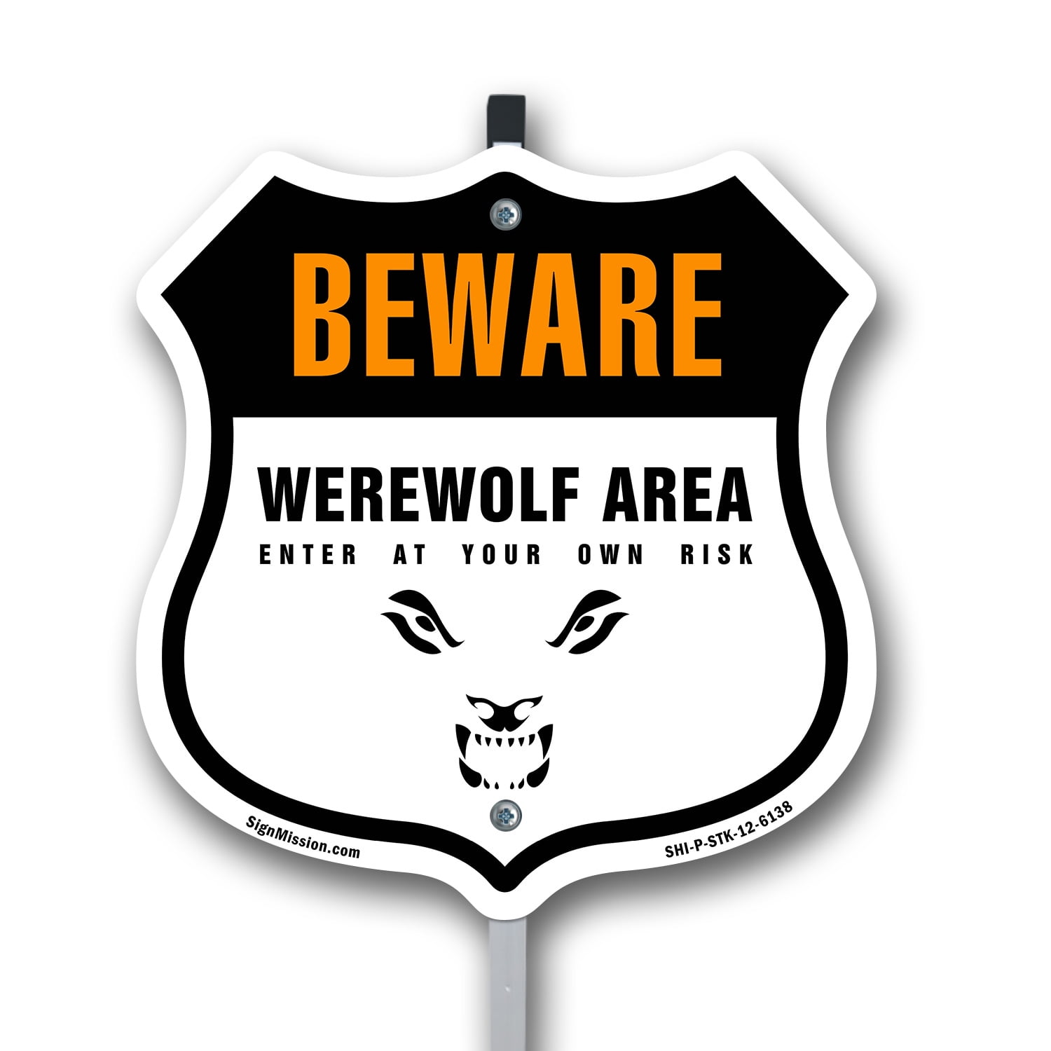 Beware Werewolf Area Enter At Your Own Risk 12 inch X 12 inch Shield ...