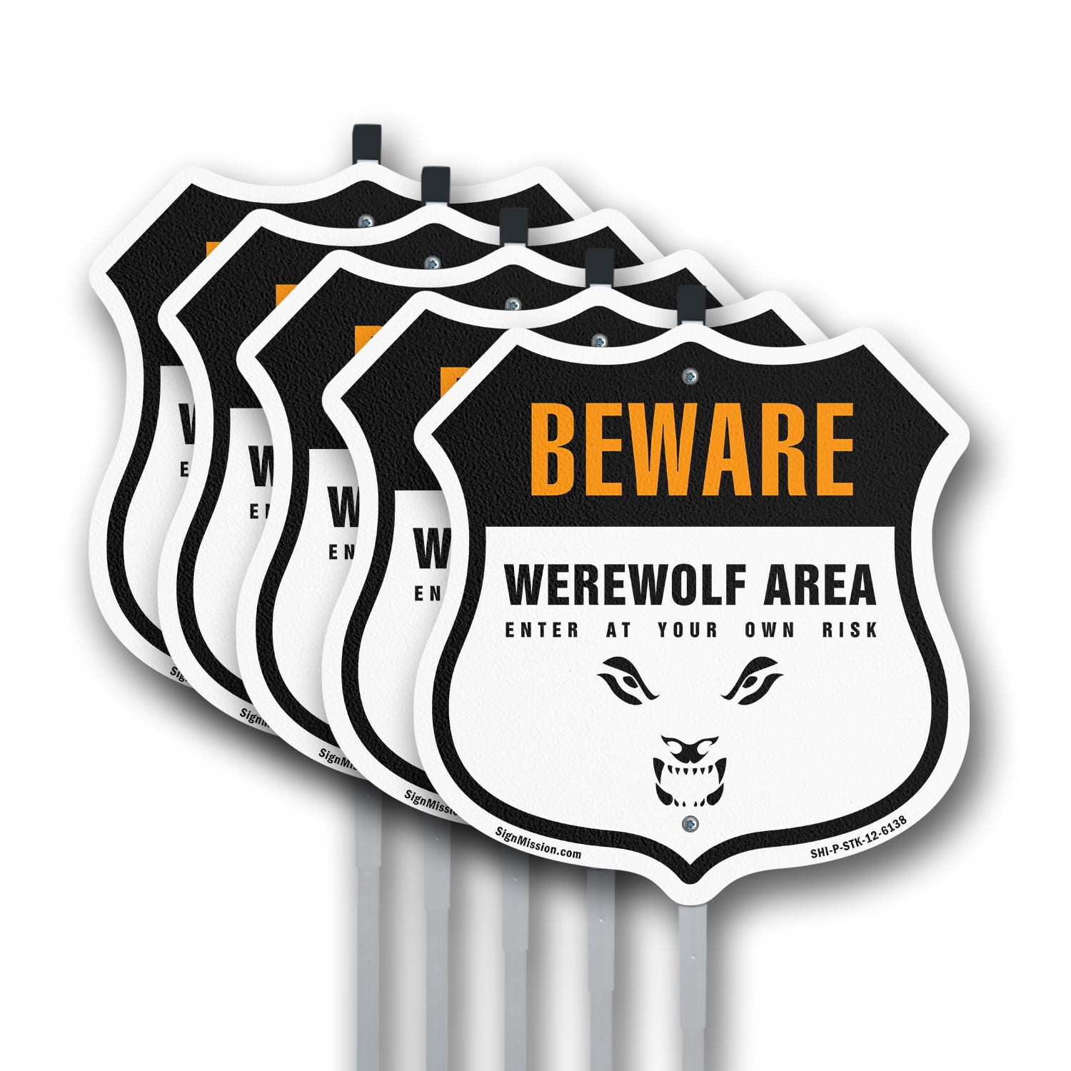 Beware Werewolf Area Enter At Your Own Risk (5 Pack) 12 inch X 12 inch ...