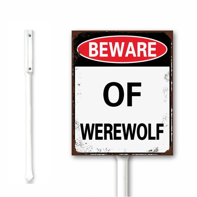 Beware of Werewolf Metal Sign Rustic Yard Sign With Stake 4.6 x 6 ...