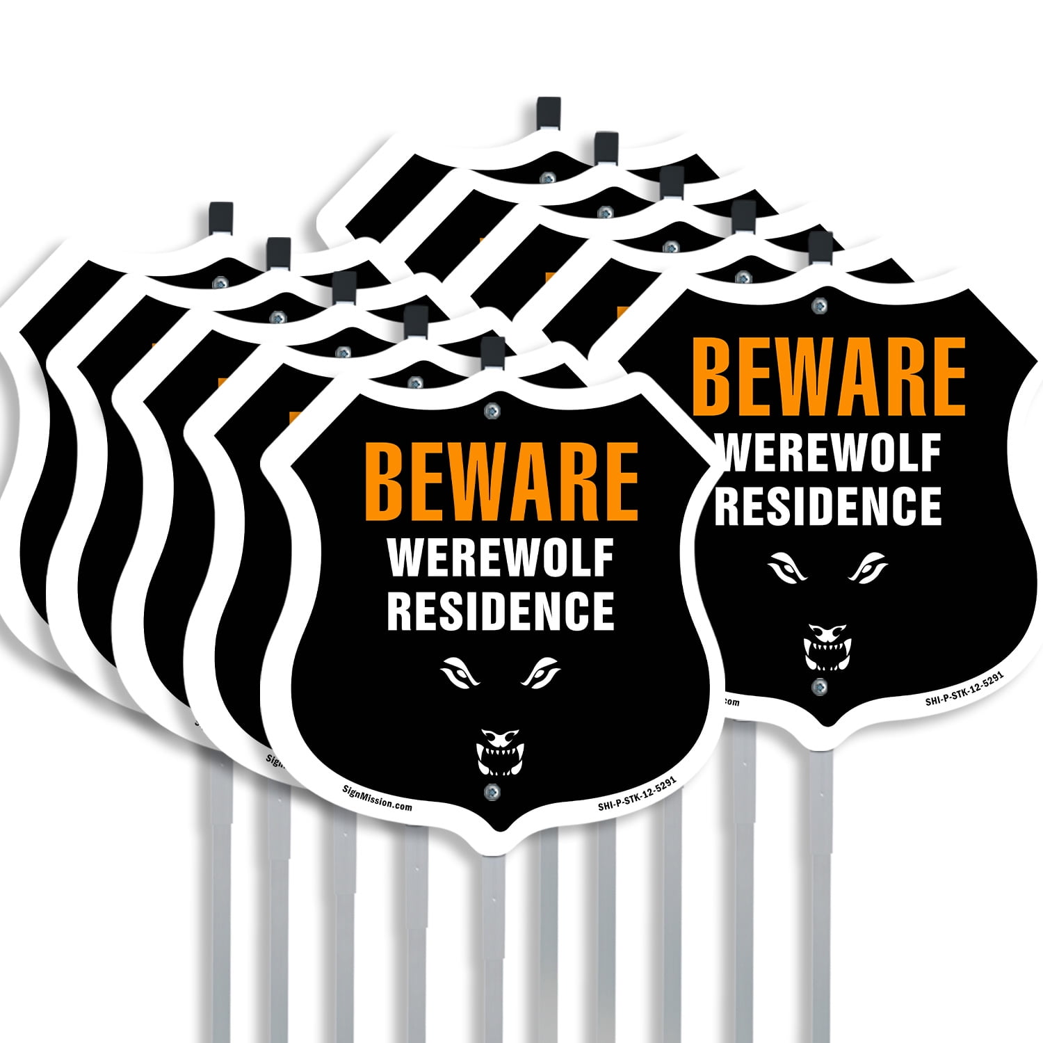 Beware Werewolf Residence (10 Pack) 12 inch X 12 inch Shield Shaped ...