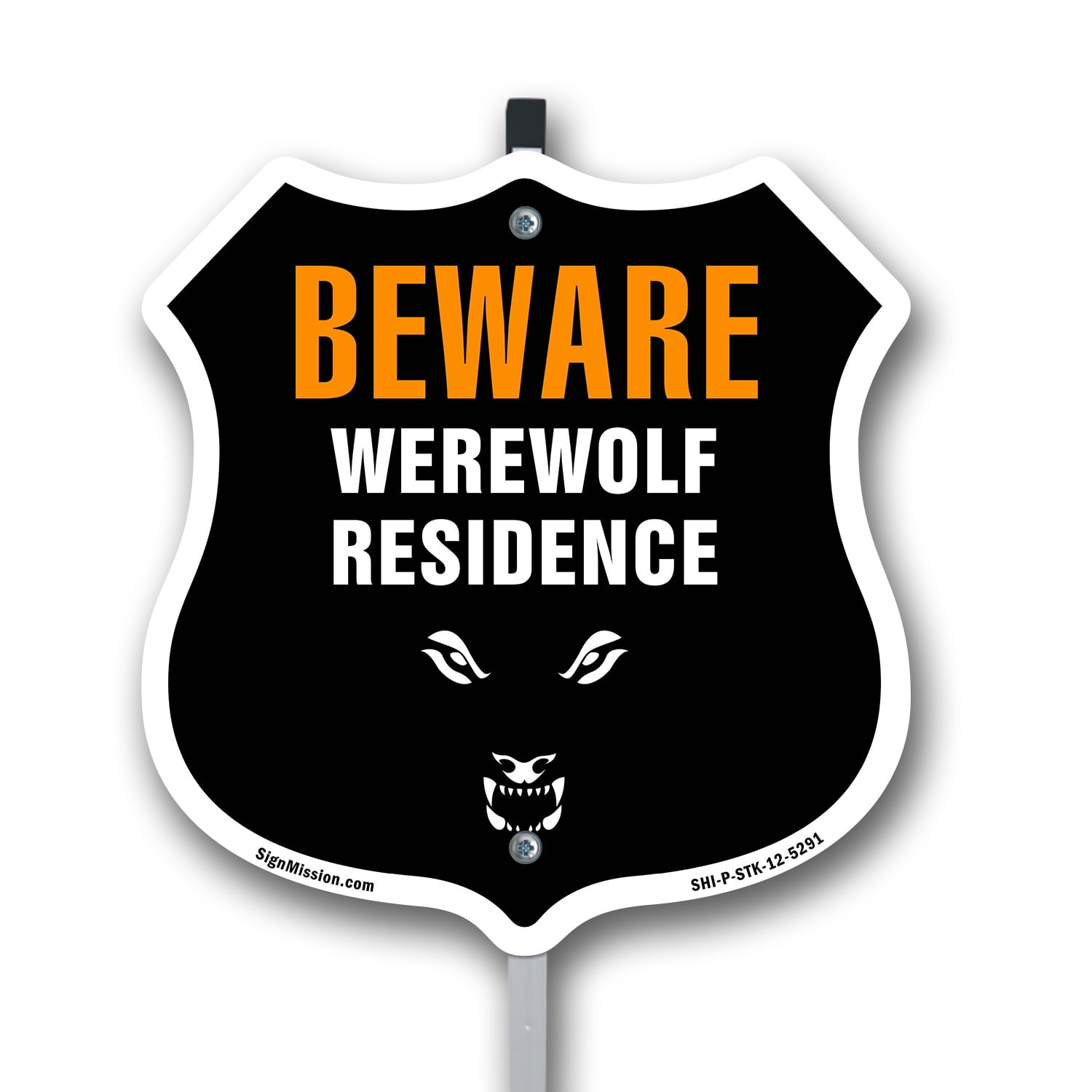 Beware Werewolf Residence 12 inch X 12 inch Shield Shaped Commercial ...
