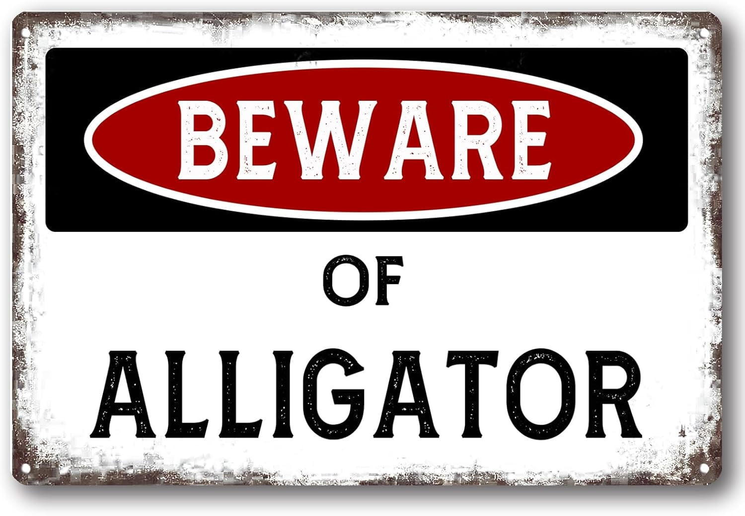 Beware of Alligator Vintage Metal Tin Sign Decor Retro Funny Aluminum ...