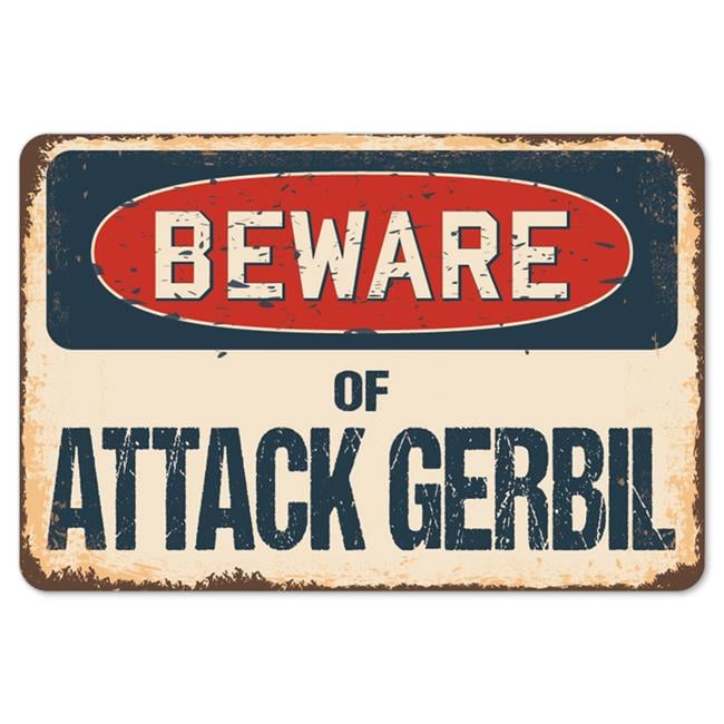 Beware of Attack Gerbil Rustic Sign - Walmart.com