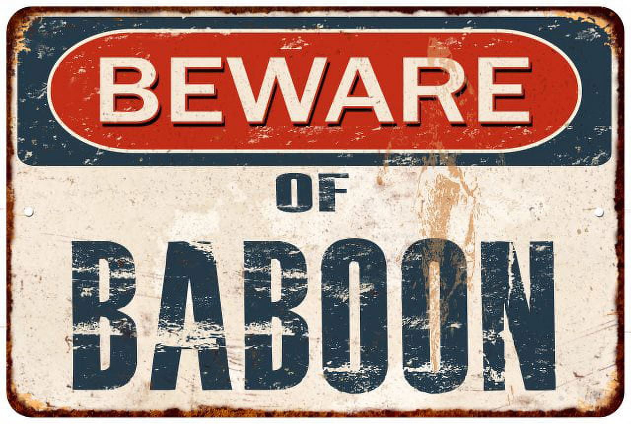 Beware of BABOON Metal Sign Rusty Wall Decor 8x12 108120041486 ...