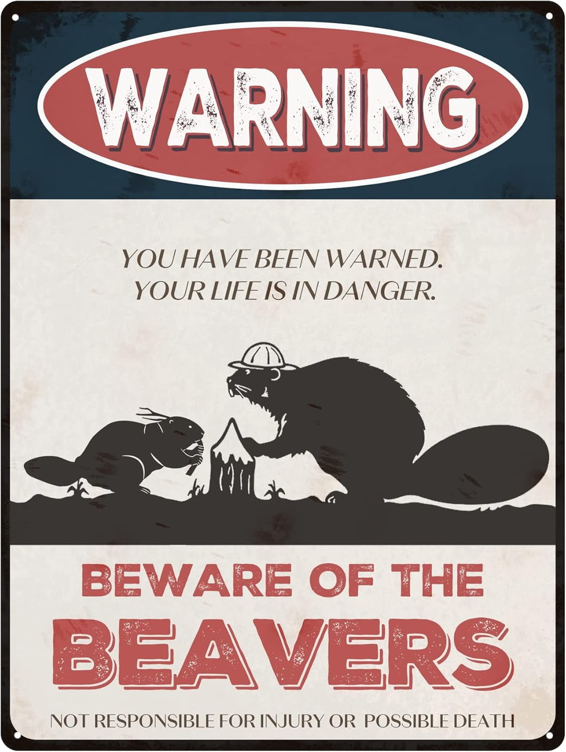 Beware of Beavers 8x12in Vintage-Style Warning Sign for House, Outdoor ...