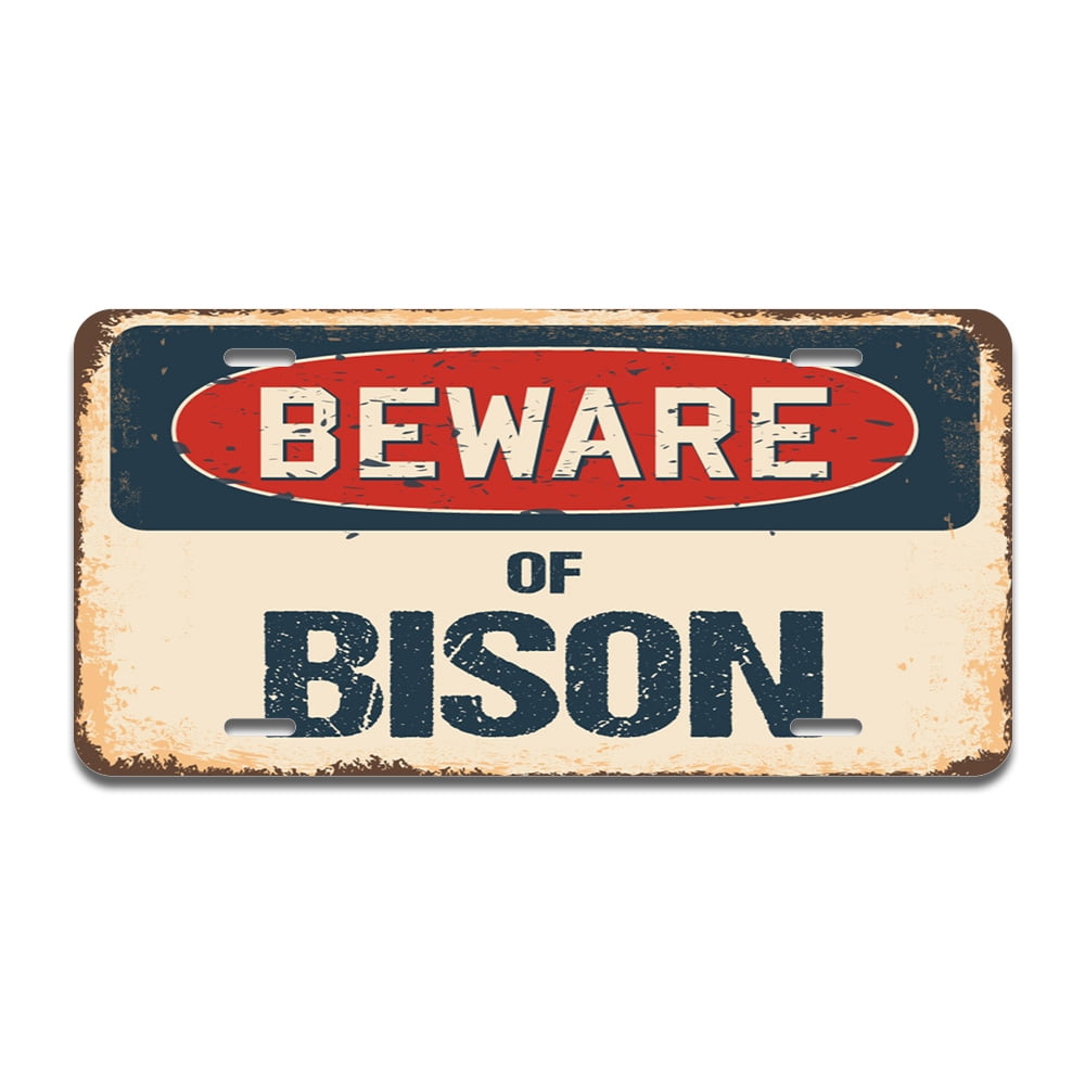 Beware of Bison Aluminum License Plate| License Plate 12" X 6" Fits Any ...