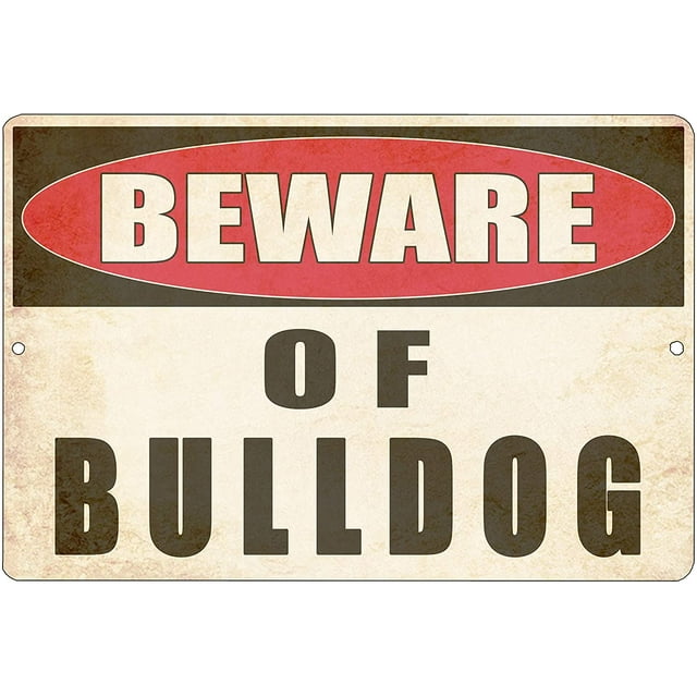 Beware of Bulldog Dog Metal Tin Sign Yard Outdoor Warning Fence Sign ...