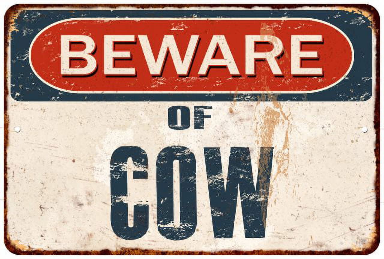 Beware of COW Metal Sign Rusty Wall Decor 8x12 108120041007 - Walmart.com