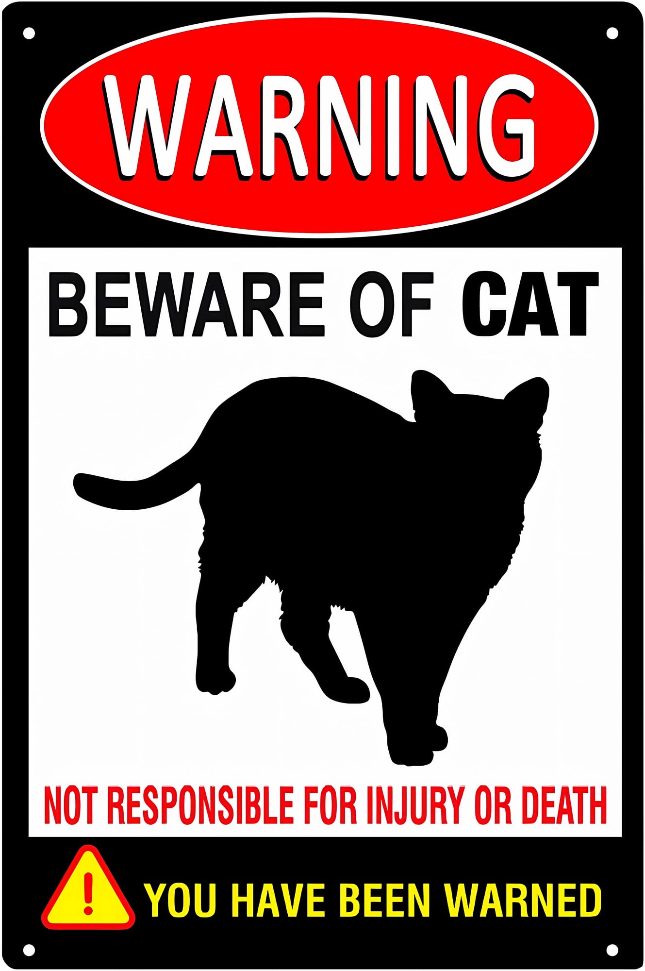 Beware of Cat Warning Sign - 8"x12" Aluminum Metal Sign, Cat Tag, Fence ...
