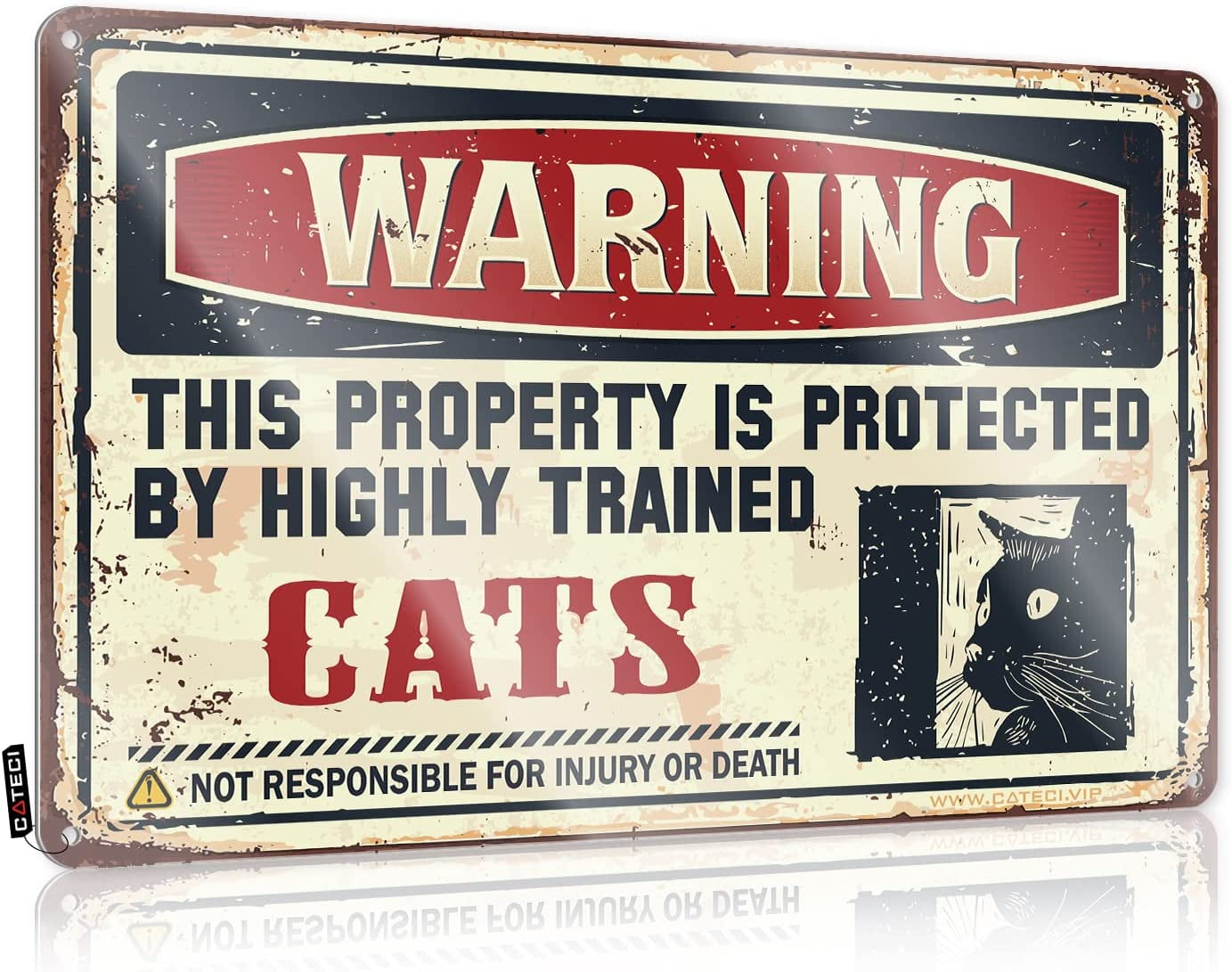 Beware of Cat Warning sign Door Wall Decor Metal Tin Sign Wall Decor ...