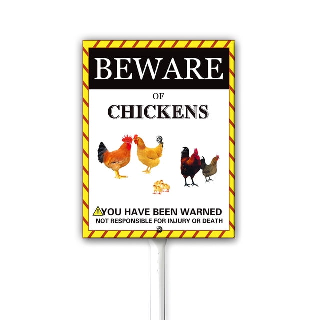 Beware of Chickens Animals Warning Sign for Garden Lawn Decor Funny ...
