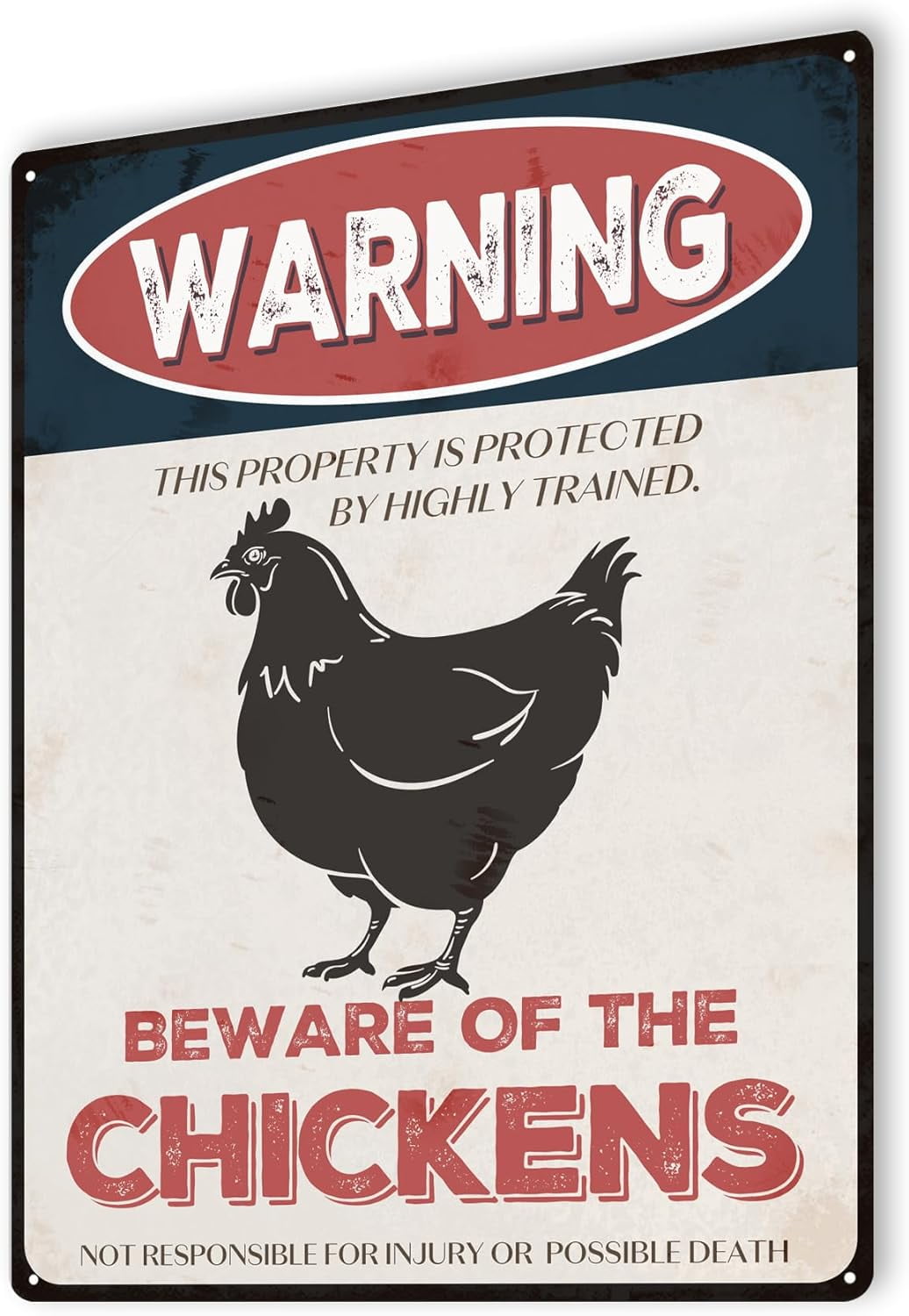 Beware of Chickens Sign 12x16 inch Animal Metal Signs for Yard Farm Zoo ...