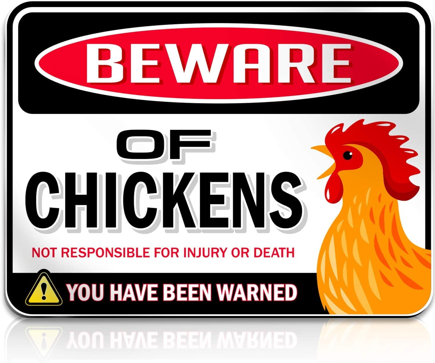 Beware of Chickens Warning Sign | 9" x 12" | Danger Sign Funny Gag ...