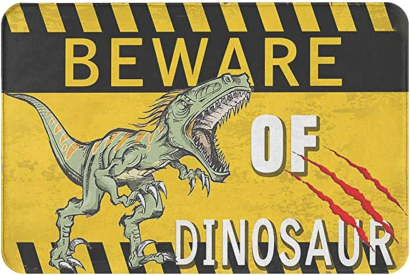 Beware of Dinosaur Non-Slip Absorbent Resist Dirt Doormat Entrance Rug ...