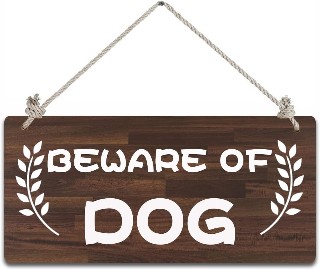 Beware of Dog Home Decor Wood Sign Plaque 6x12 in Hanging Wall Art ...