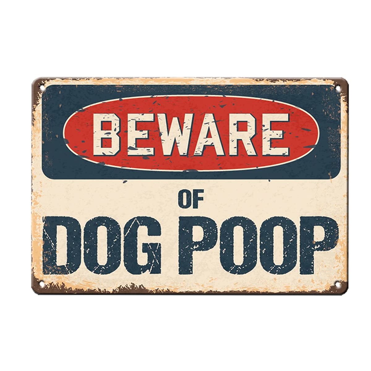 Beware of Dog Poop Tin Sign Warning Dogs Poop Graphic Dangerous Iron ...