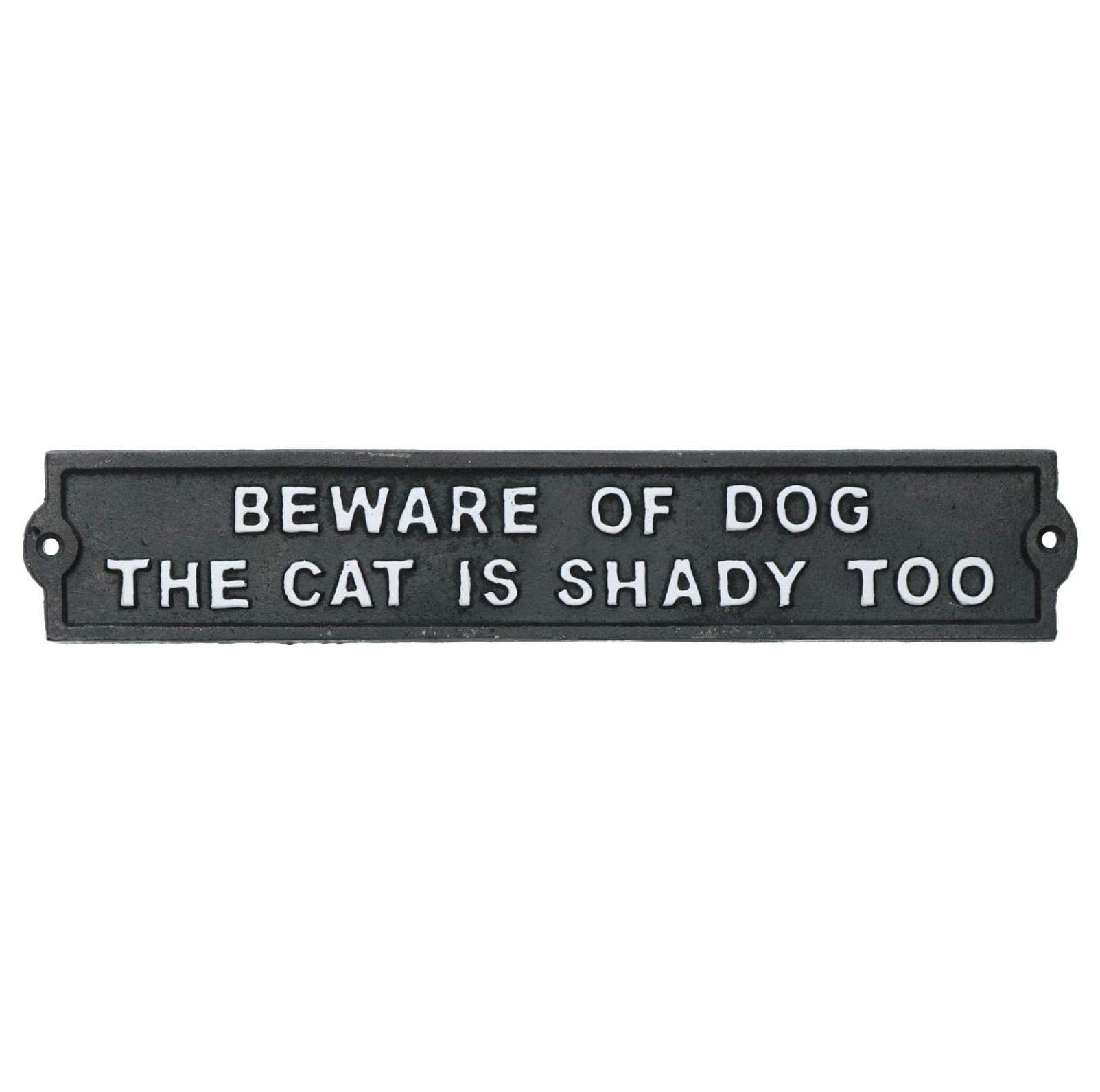 Beware of Dog/Shady Cat Cast Iron Sign Plaque Door Wall House Gate ...