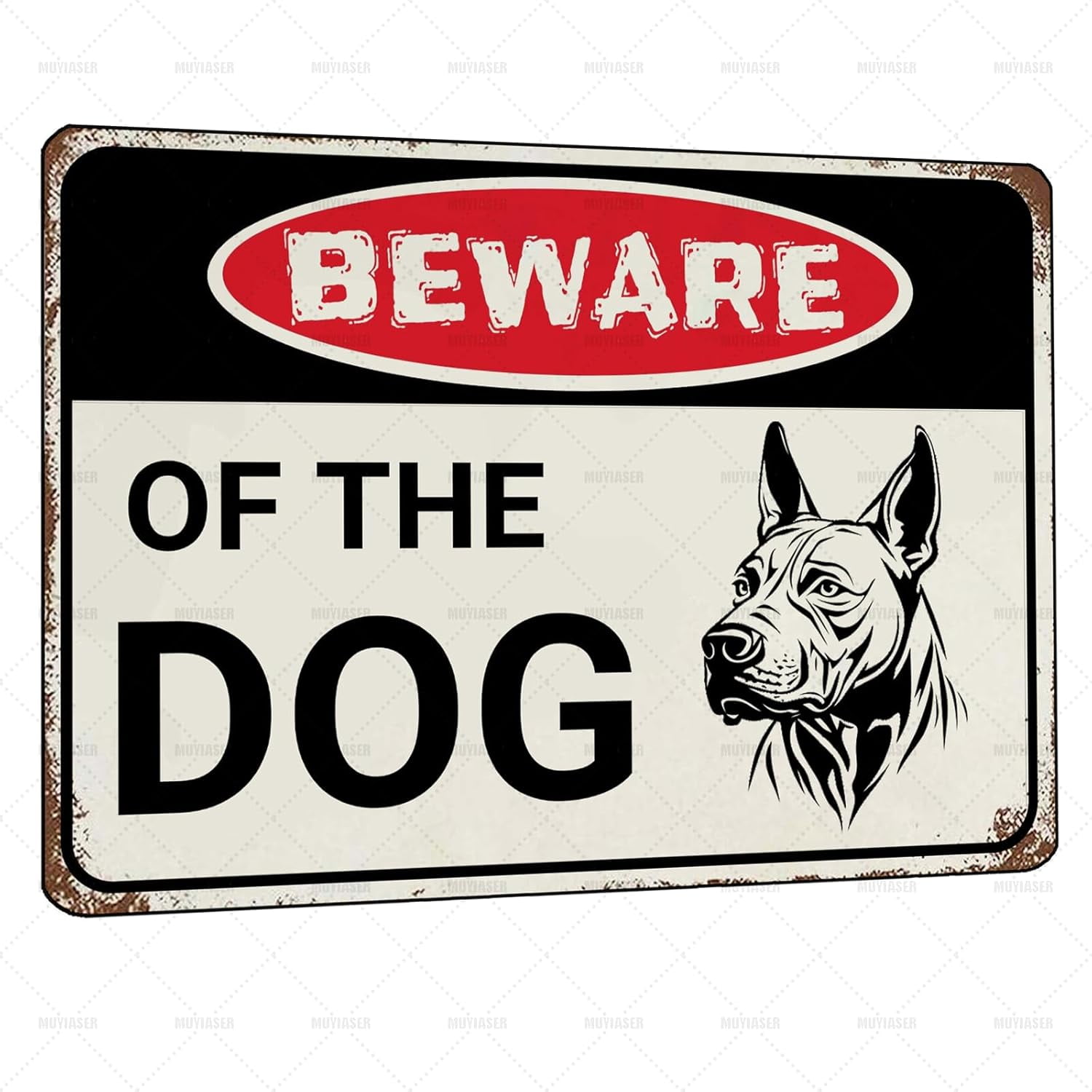 Beware of Dog Sign Bull Terrier Metal Sign Warning Beware of The Dog ...