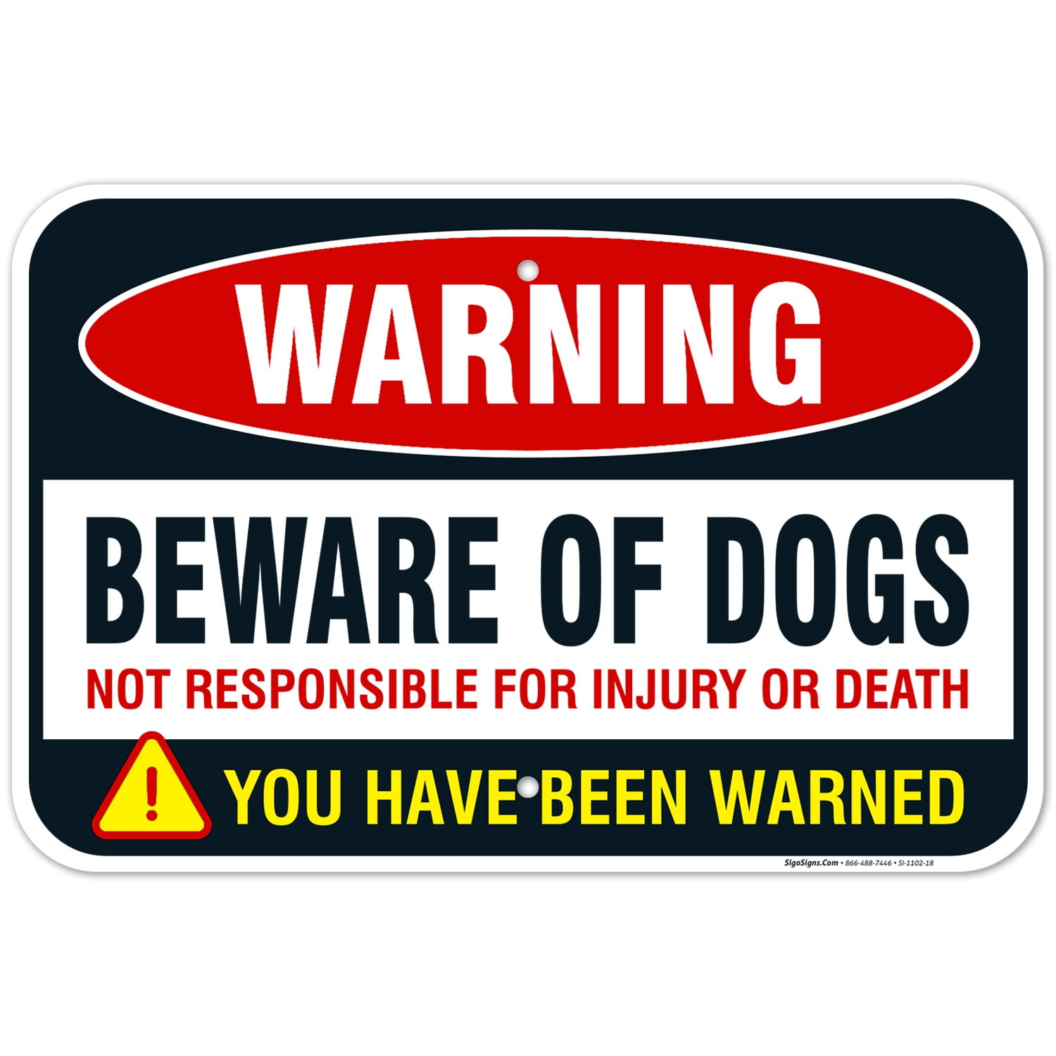 Beware of Dog Sign, Dog Warning Sign, 12x18 Aluminum - Walmart.com