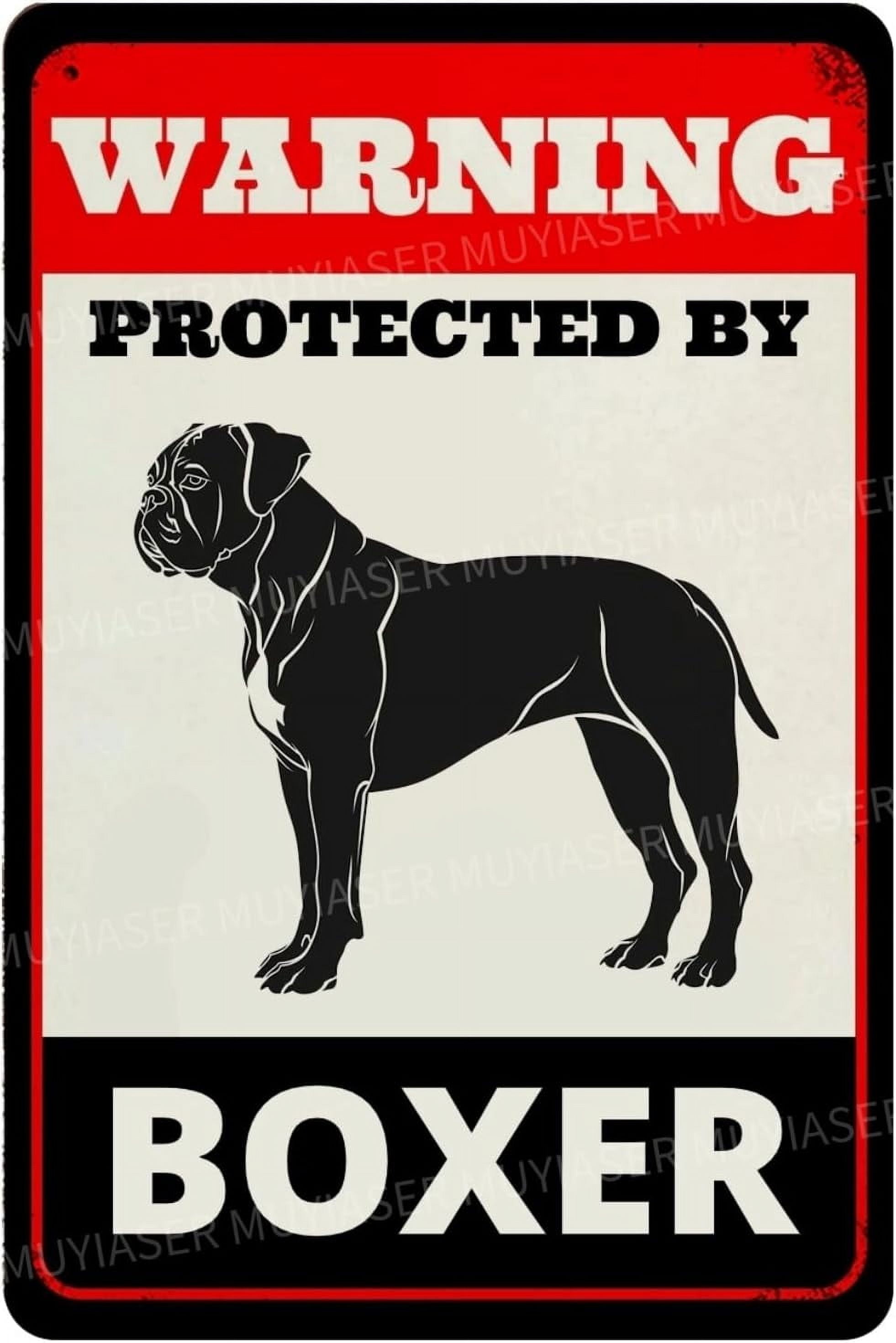 Beware of Dog Sign For Fence Warning Protected By Boxer Metal Tin Signs ...