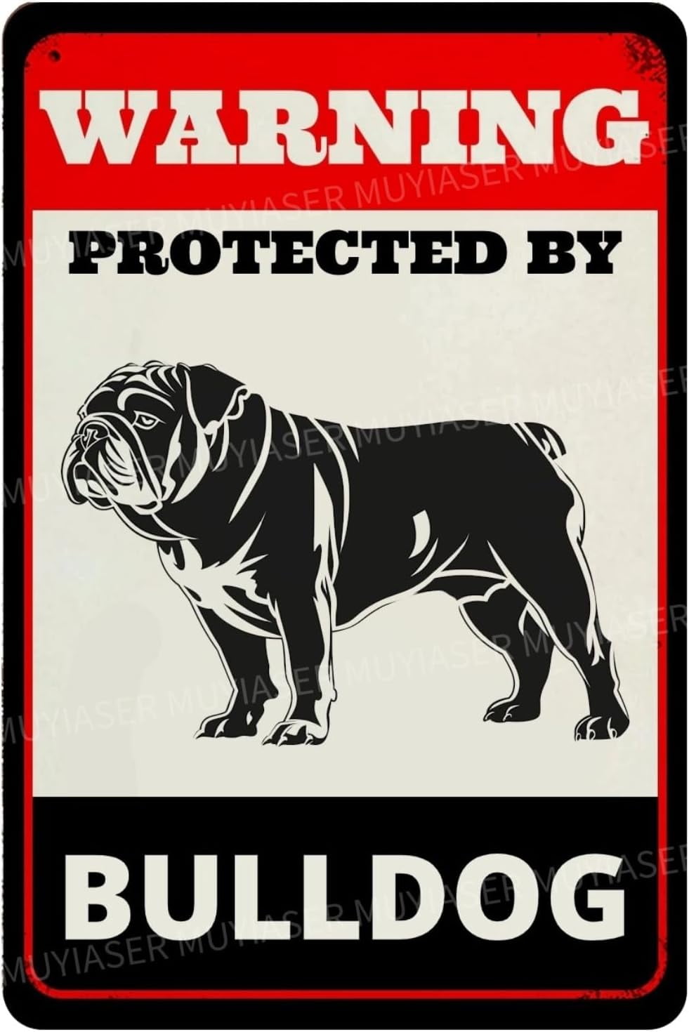 Beware of Dog Sign For Fence Warning Protected By Bulldog Metal Tin Signs Outdoor Yard Metal Tin ...