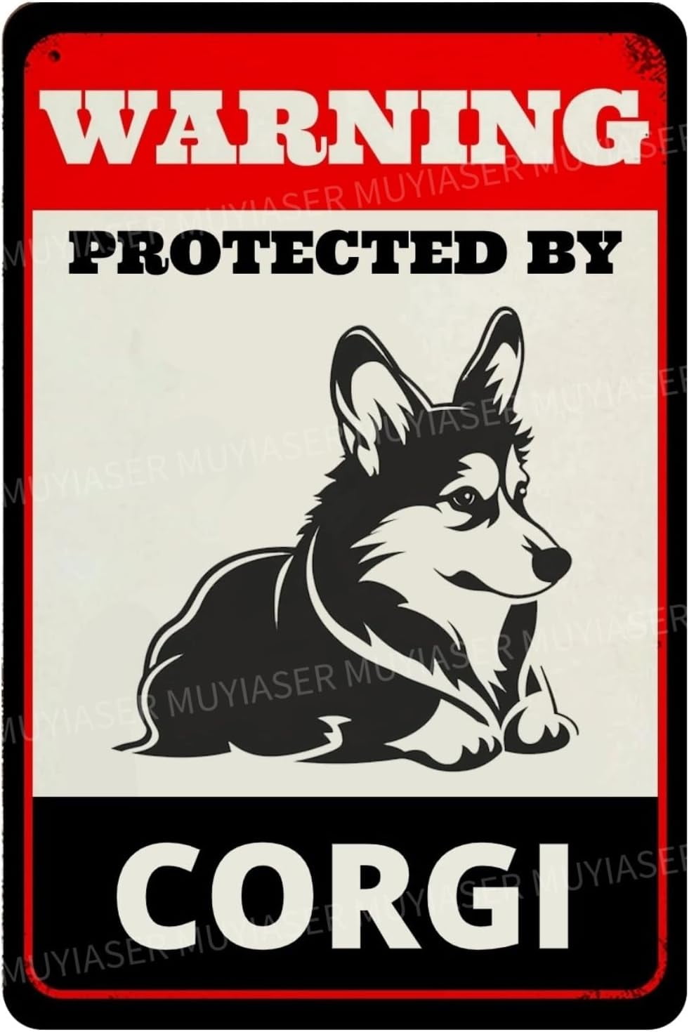 Beware of Dog Sign For Fence Warning Protected By Corgi Metal Tin Signs ...