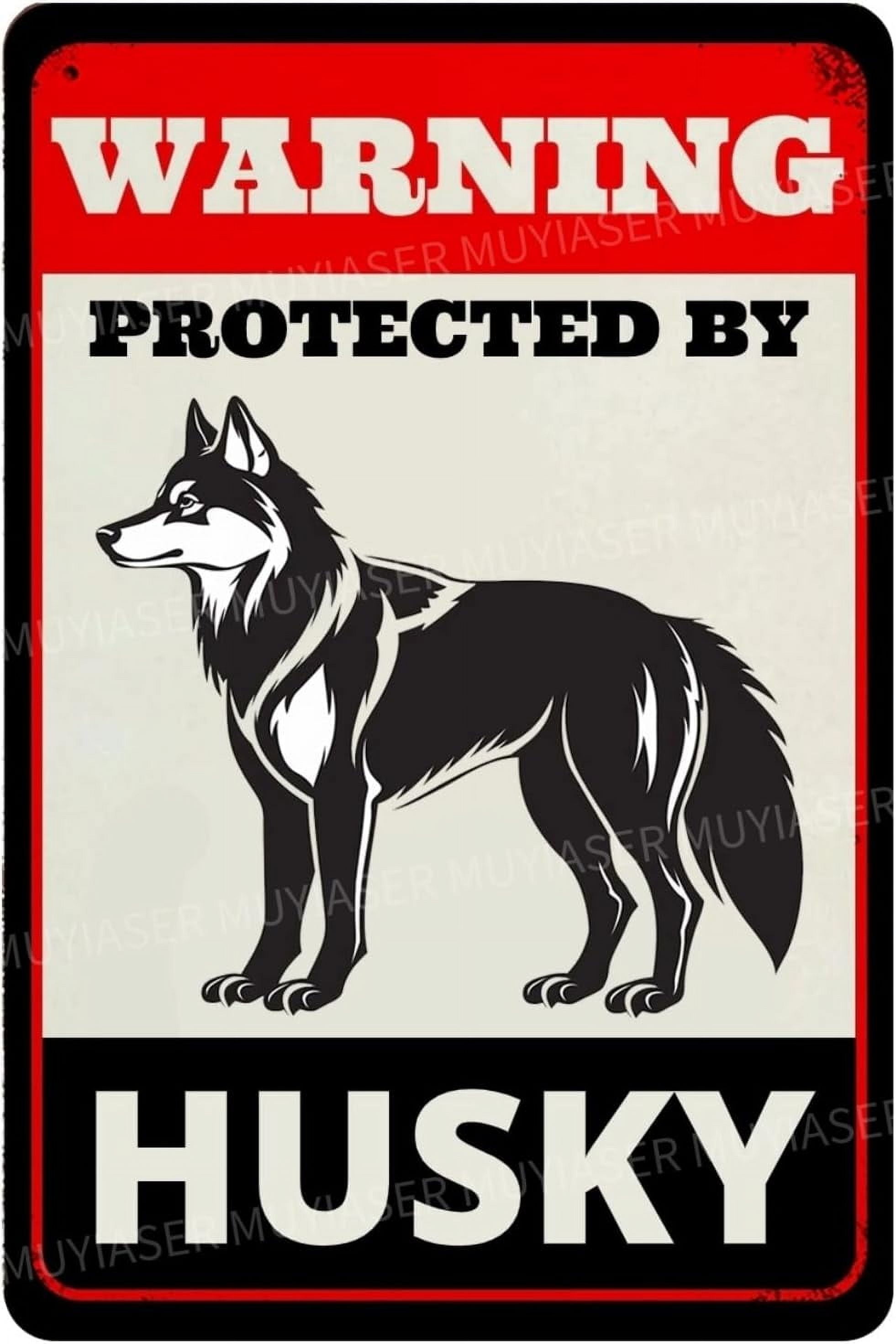 Beware of Dog Sign For Fence Warning Protected By Husky Metal Tin Signs ...