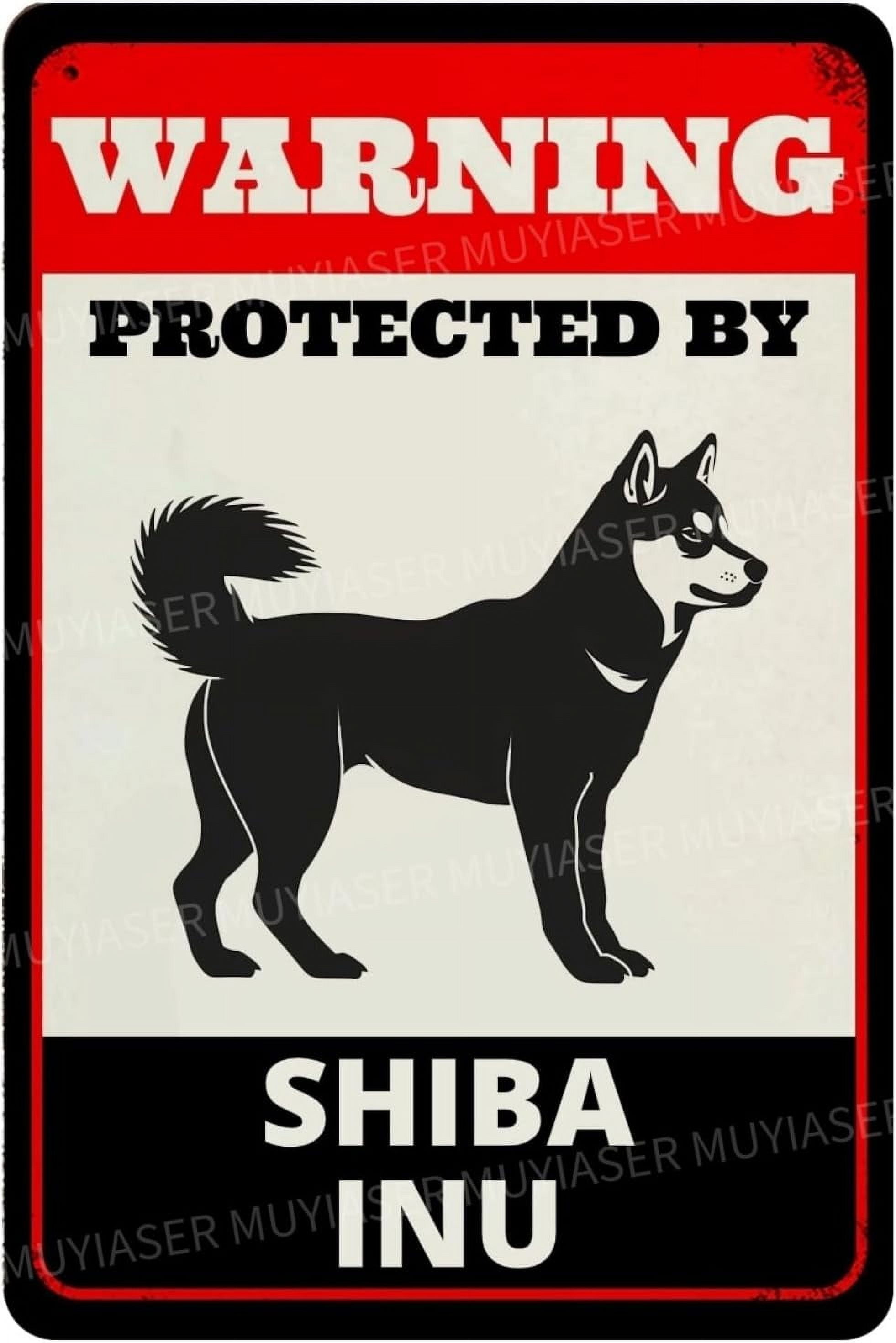 Beware of Dog Sign For Fence Warning Protected By Shiba Inu Metal Tin ...