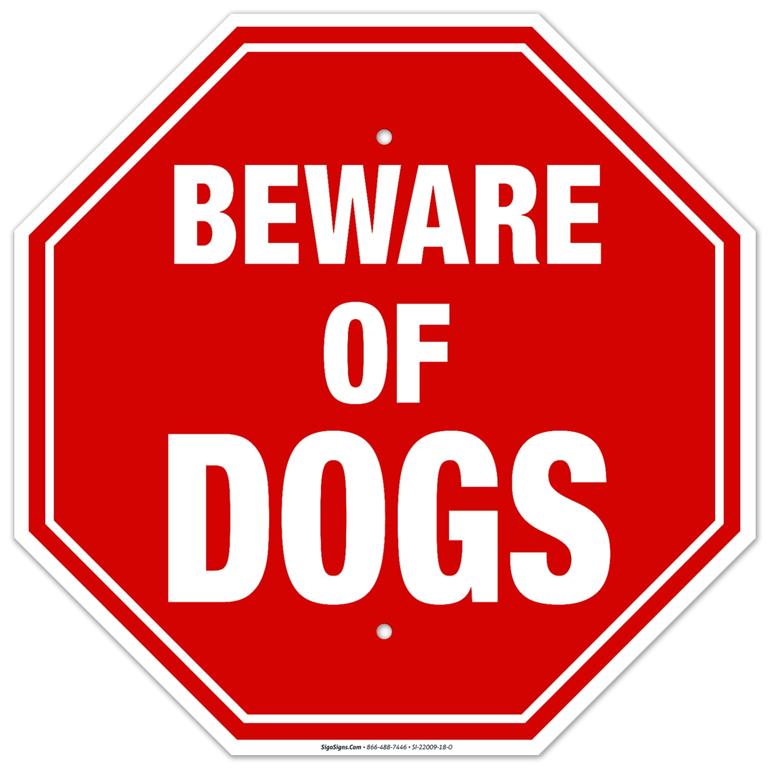 Beware of Dog Sign, Octagon Shape Red Background, - Walmart.com