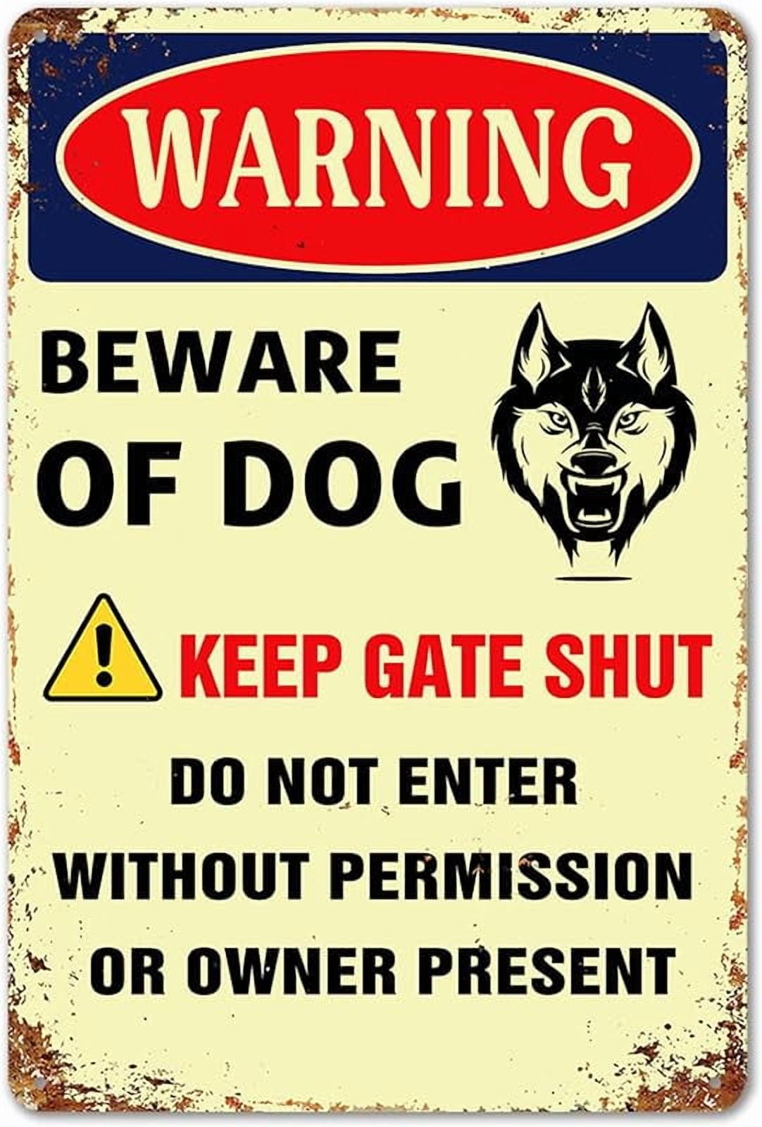 Beware of Dog Signs, 8x12 Inch Tin Metal, Landscape Orientation, Wall ...