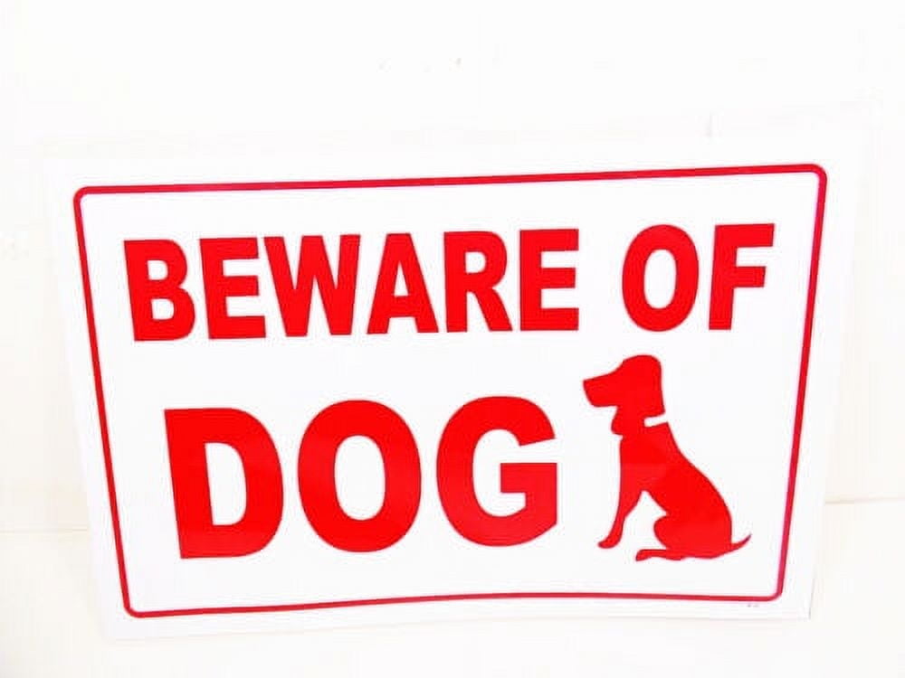 Beware of Dog Signs Warning Dogs Sign Red and White Vinyl Plastic 12 x ...