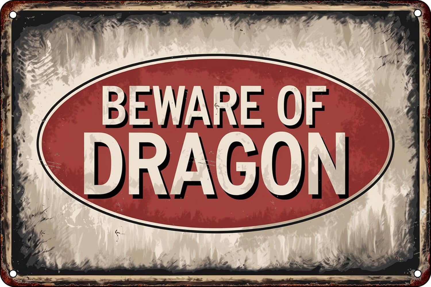 Beware of Dragon Metal Sign Humorous Wall Art for Office Bar Kitchen ...