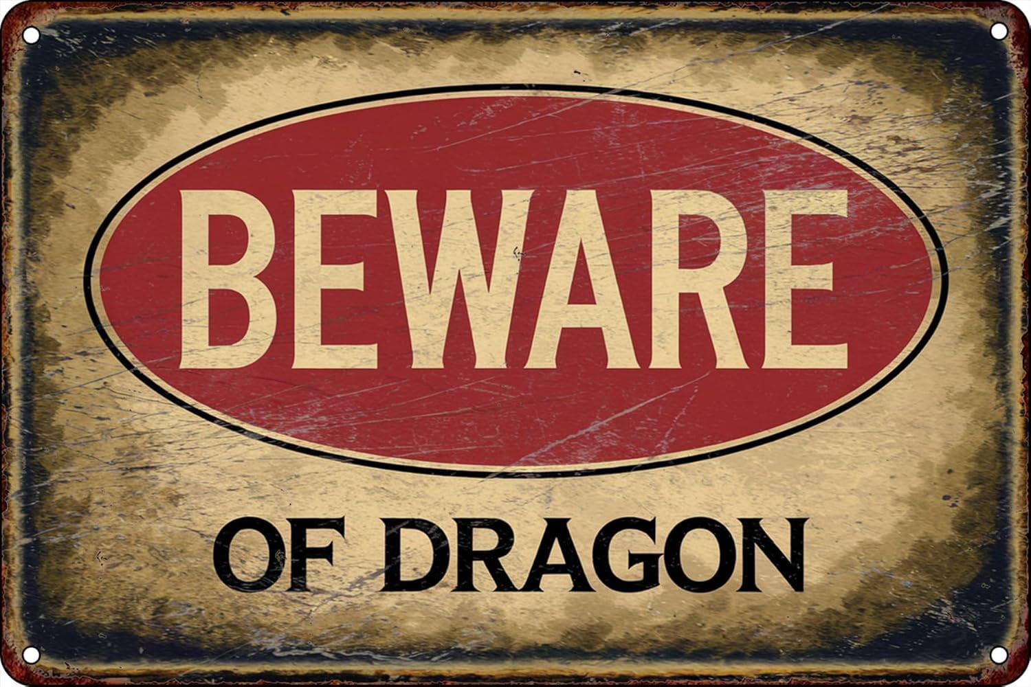 Beware of Dragon Tin Sign Funny Wall Decor for Man Cave Garage Patio ...
