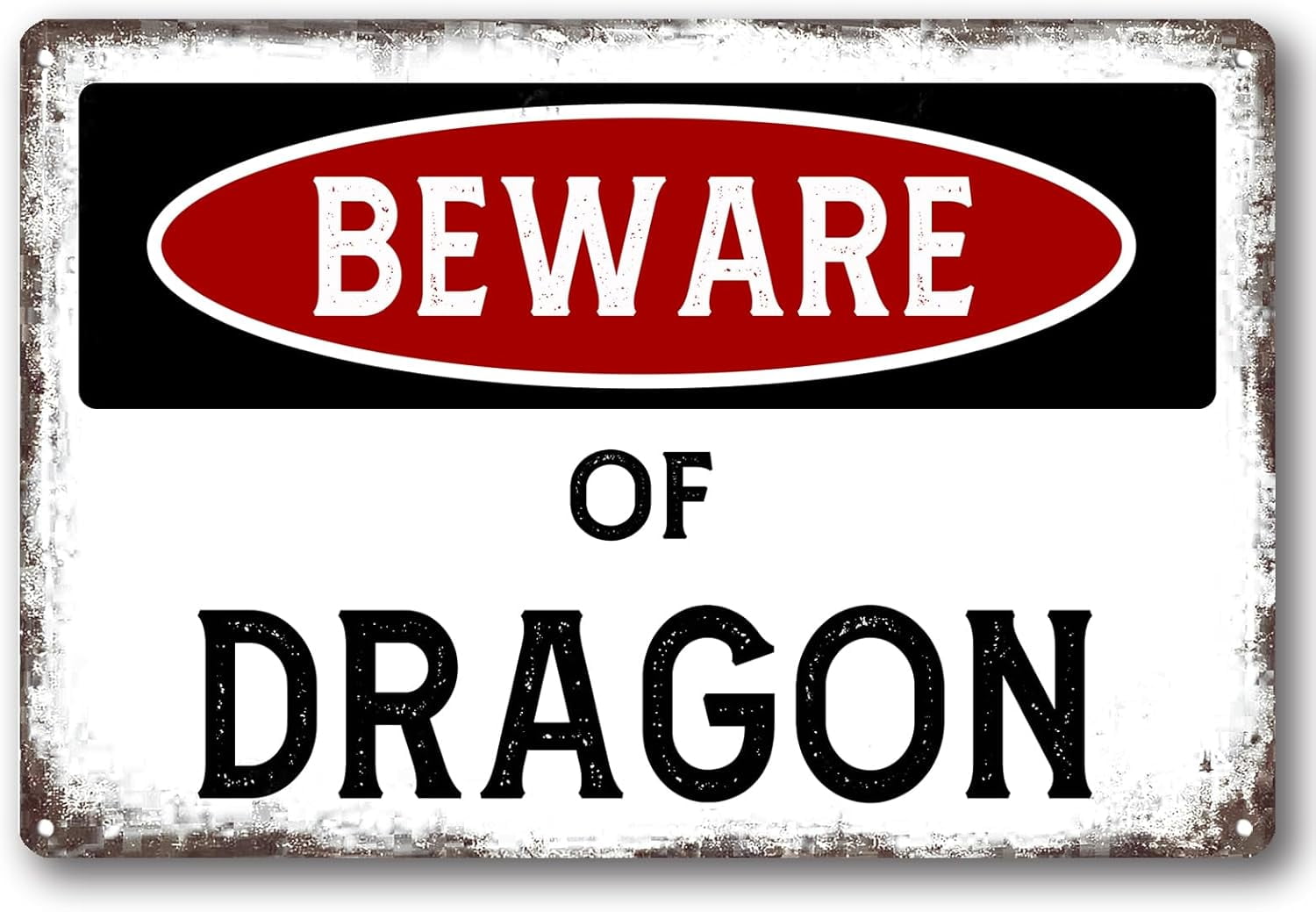Beware of Dragon Vintage Metal Tin Sign Decor Retro Funny Aluminum Sign ...